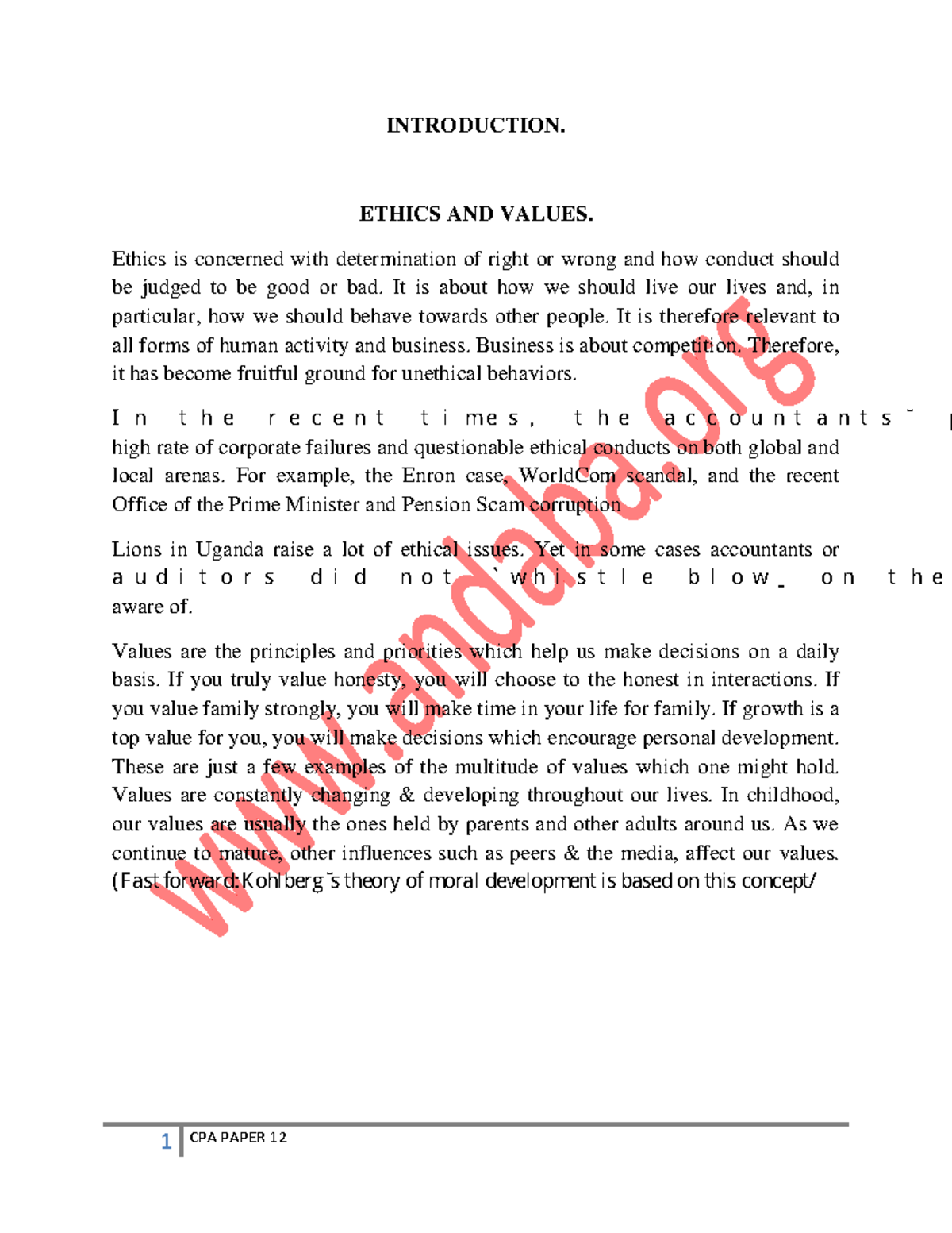 Introduction TO Ethics 2018 - 2019 - INTRODUCTION. ETHICS AND VALUES ...