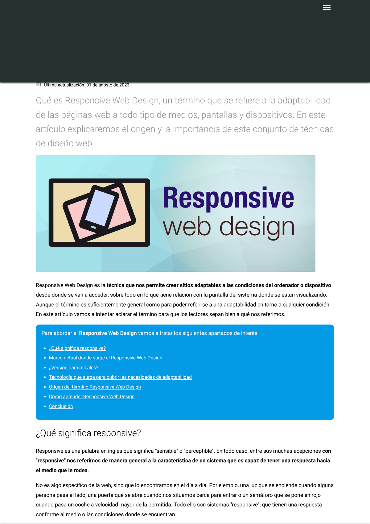 Qué es Responsive Web Design - En este artículo explicaremos el origen y la importancia de este ...