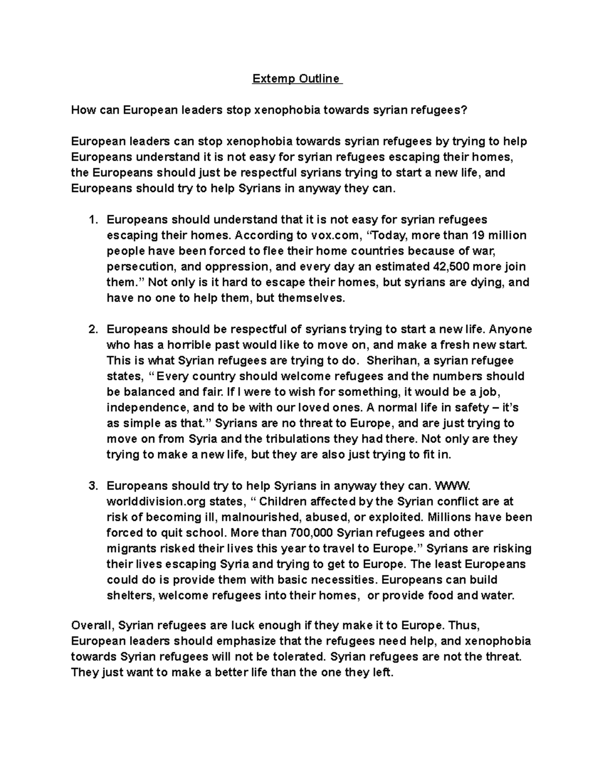 Extemp outline - Extemp Outline How can European leaders stop ...