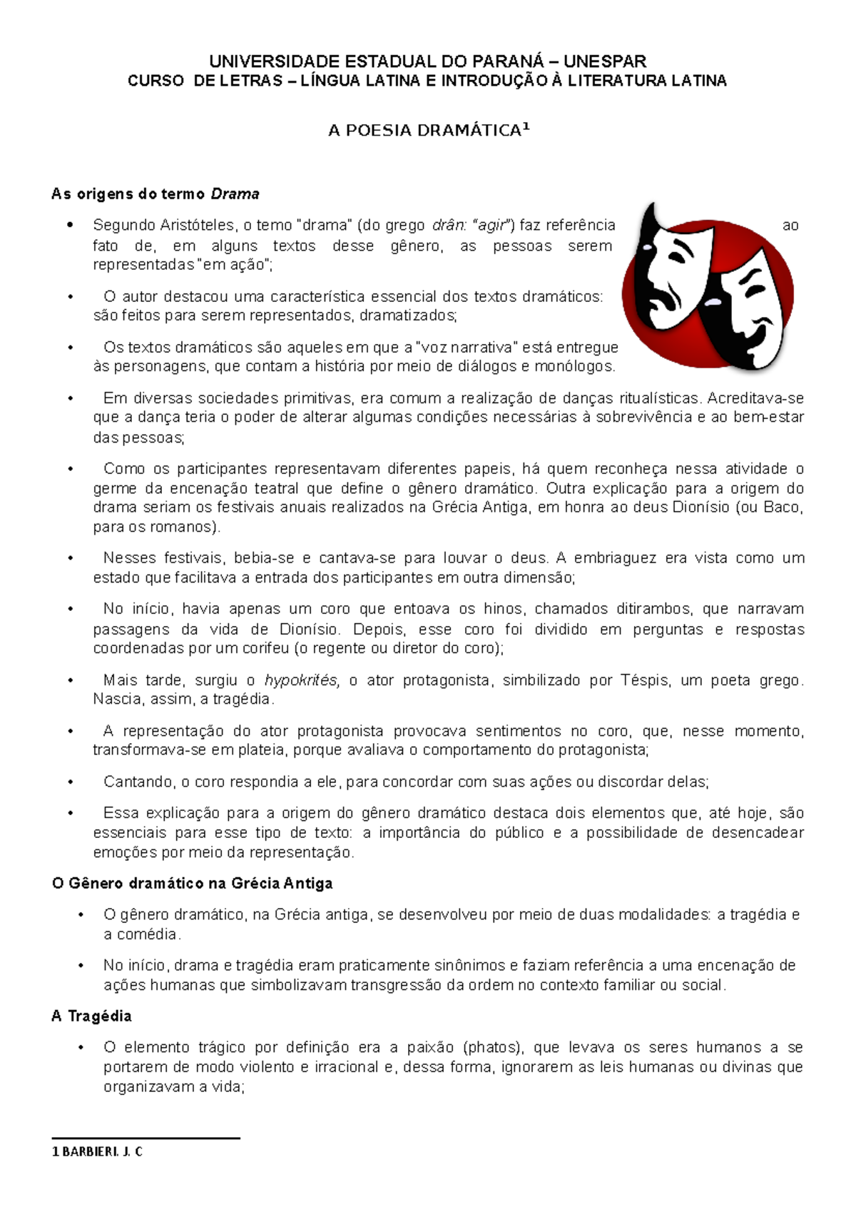 A Poesia Dramática - descrição - UNIVERSIDADE ESTADUAL DO PARANÁ ...