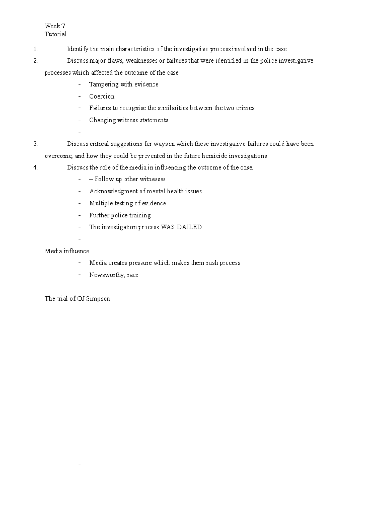 Week 7 - Tutorial Notes - Week 7 Tutorial Identify the main ...