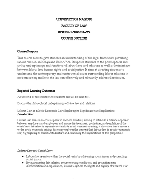 Labour law - Labor law comprehensive lecture notes - LABOUR LAWS IN ...