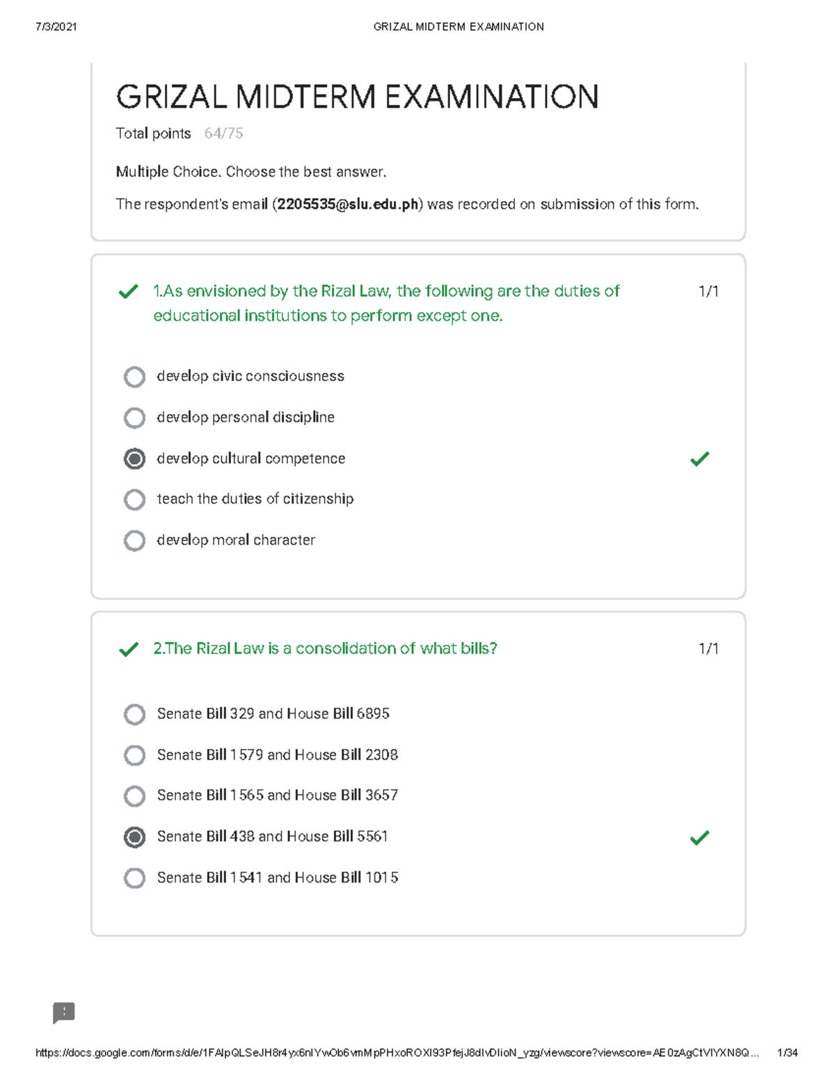 Grizal Midterm Examination - - Studocu