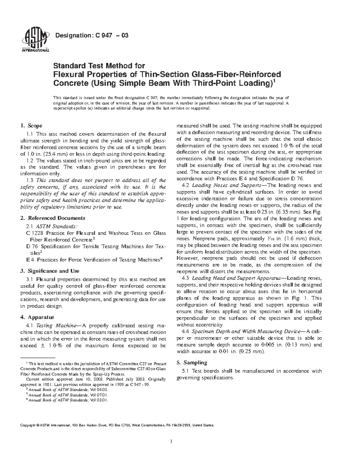 NORMA INTERNACIONAL ASTM C 947 - Designation: C 947 – 03 Standard Test ...
