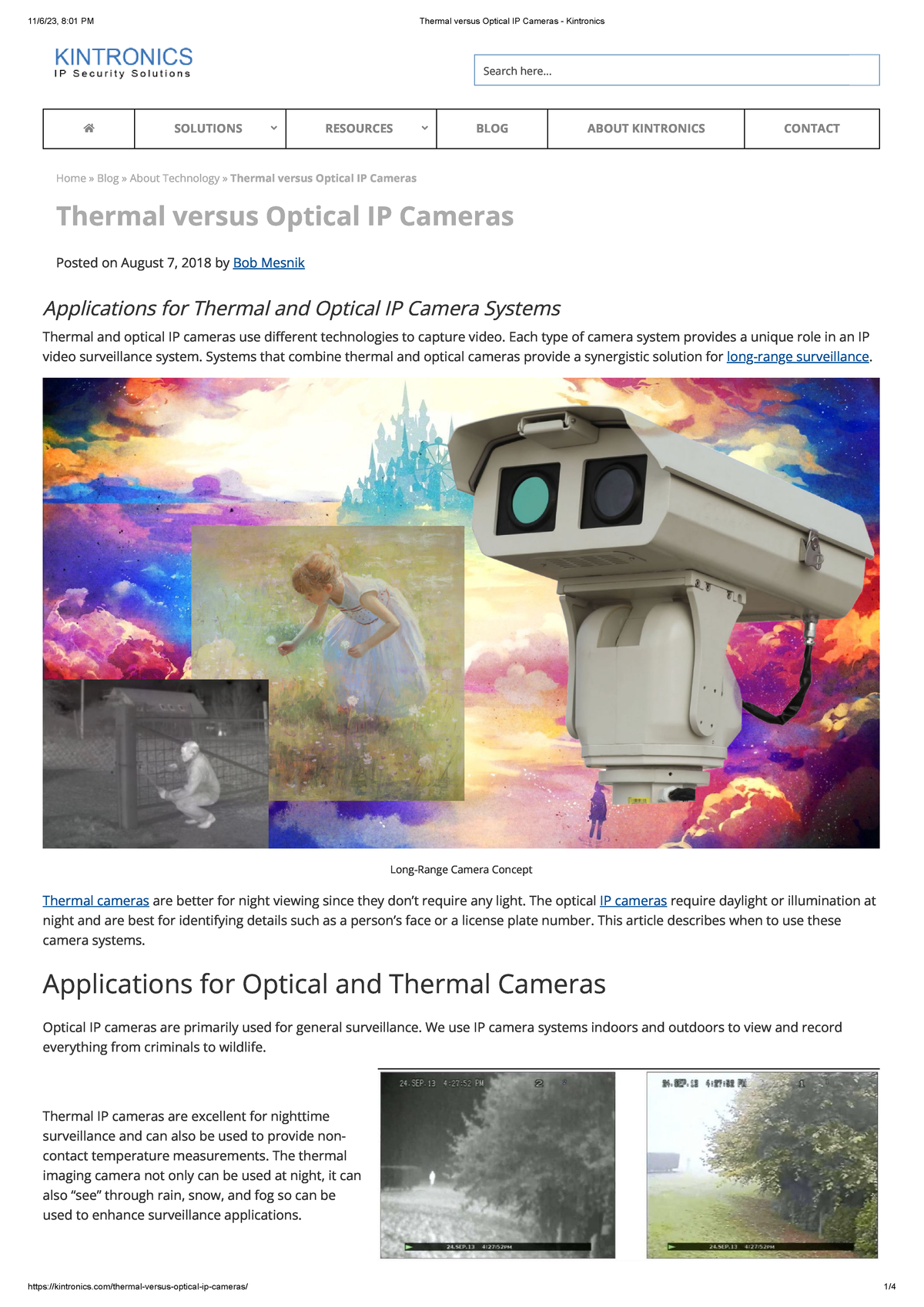 Thermal versus Optical IP Cameras - Kintronics - Thermal versus Optical IP Cameras Posted on ...
