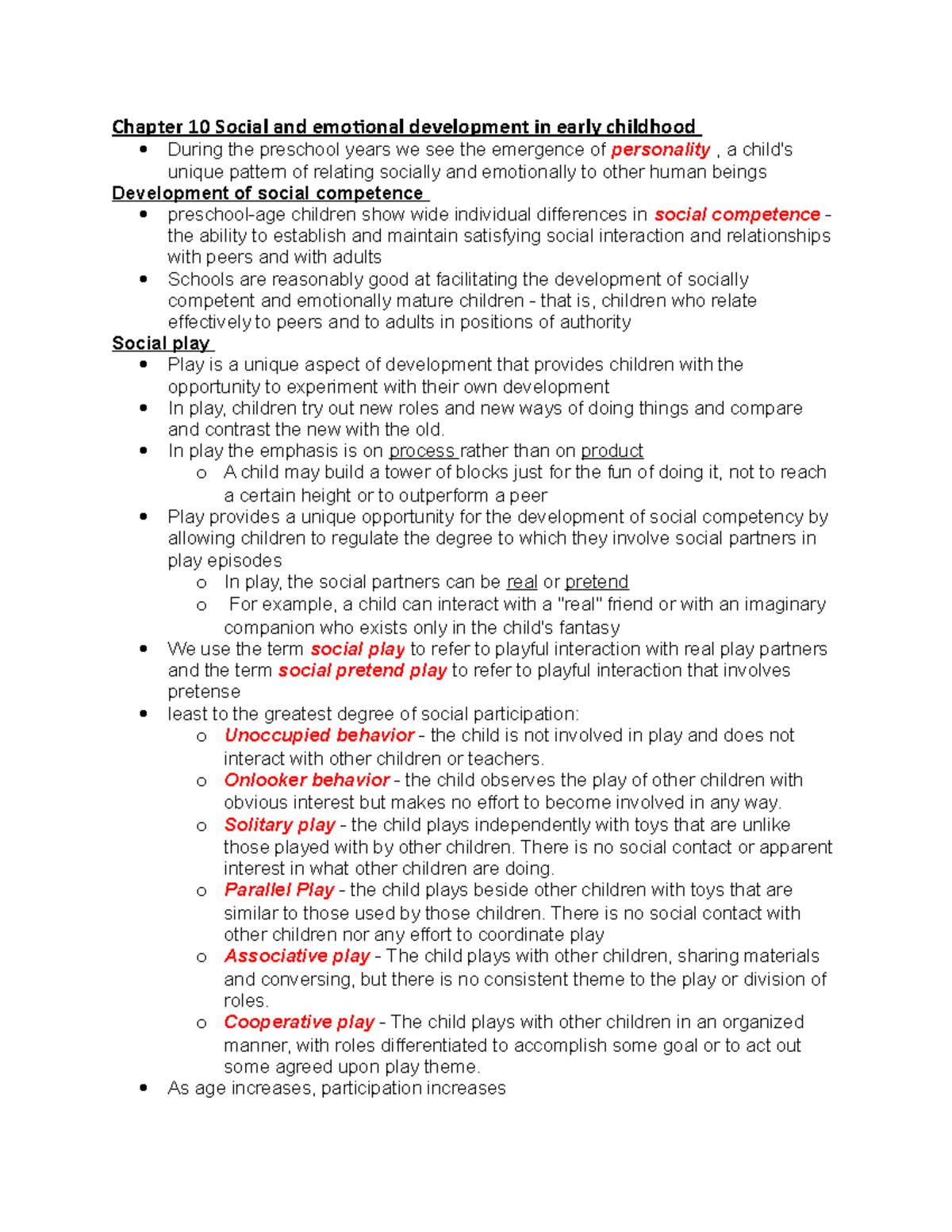 Chd Chapter 10 - Lecture notes 10 - Chapter 10 Social and emotional ...