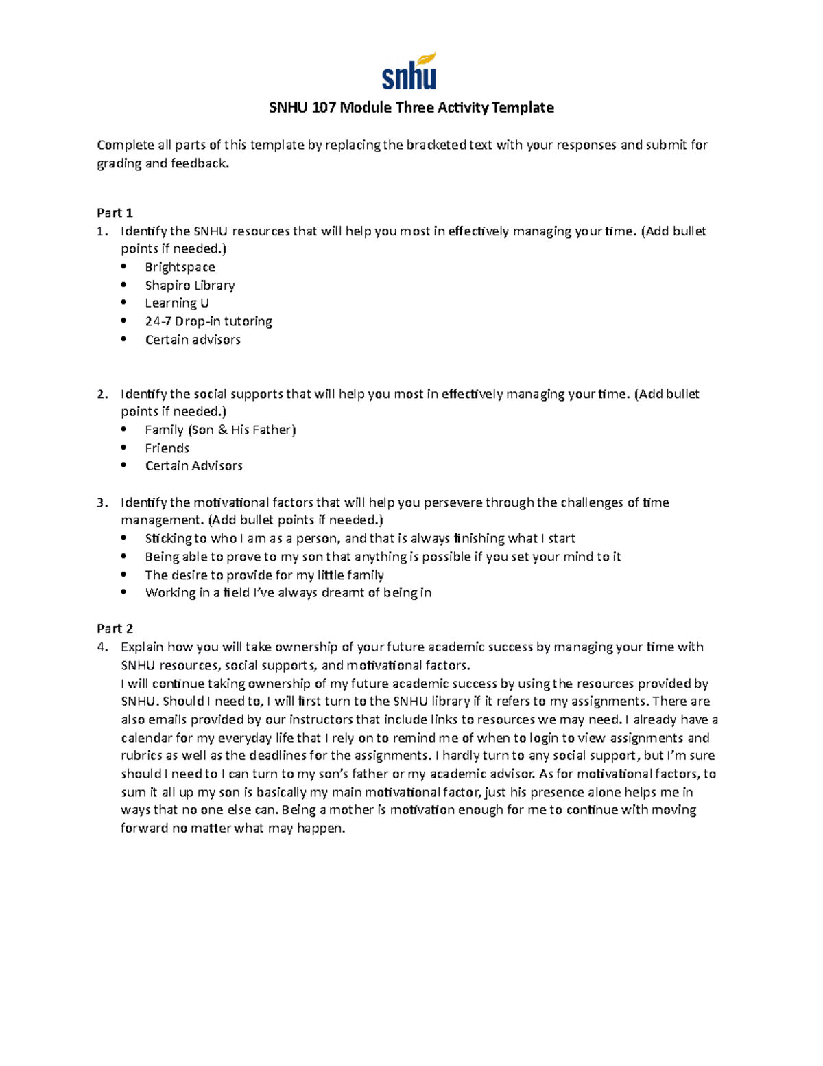 SNHU 107 Module Three Activity Template - SNHU 107 Module Three ...