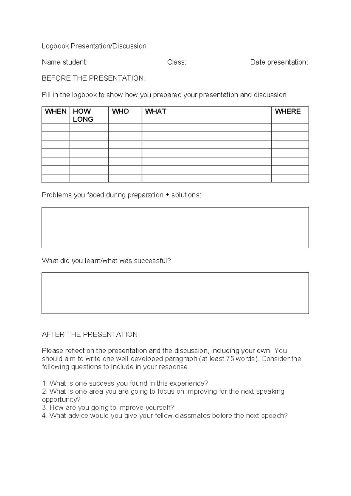 Logbook Presentation (1) - Logbook Presentation/Discussion Name student ...