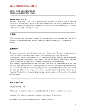 Class XI POEM 2 THE Laburnum TOP Prep School - 1. SYNOPSIS 2. QUESTION ...