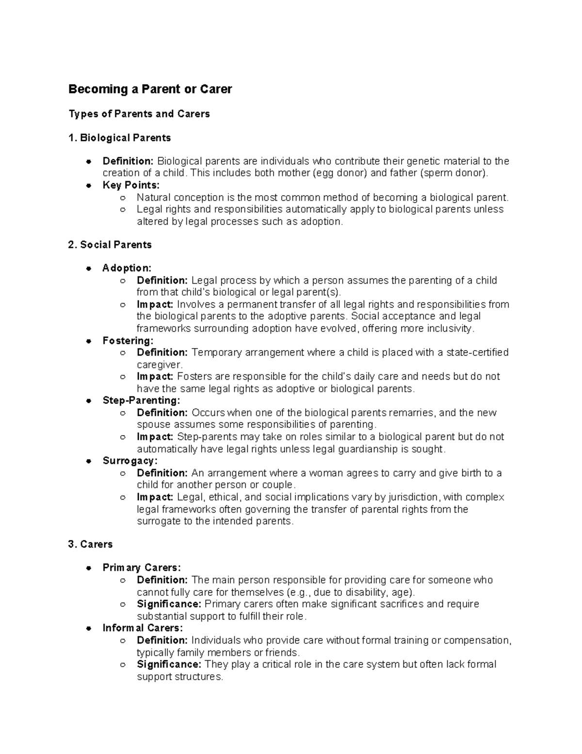 CAFS Parenting and Caring - Becoming a Parent or Carer Types of Parents ...