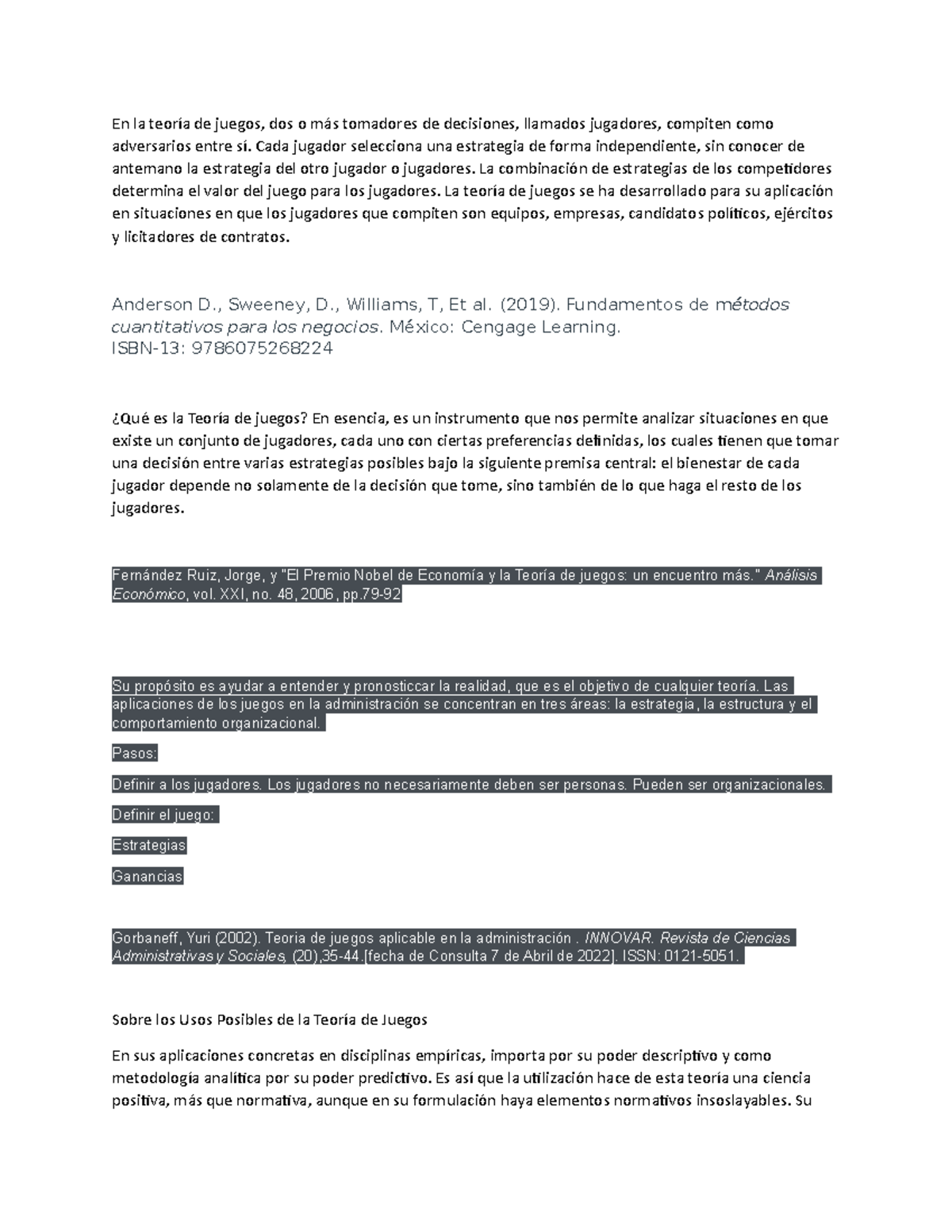 Marco teorico teoria de juegos marco t - En la teoría de juegos, dos o ...