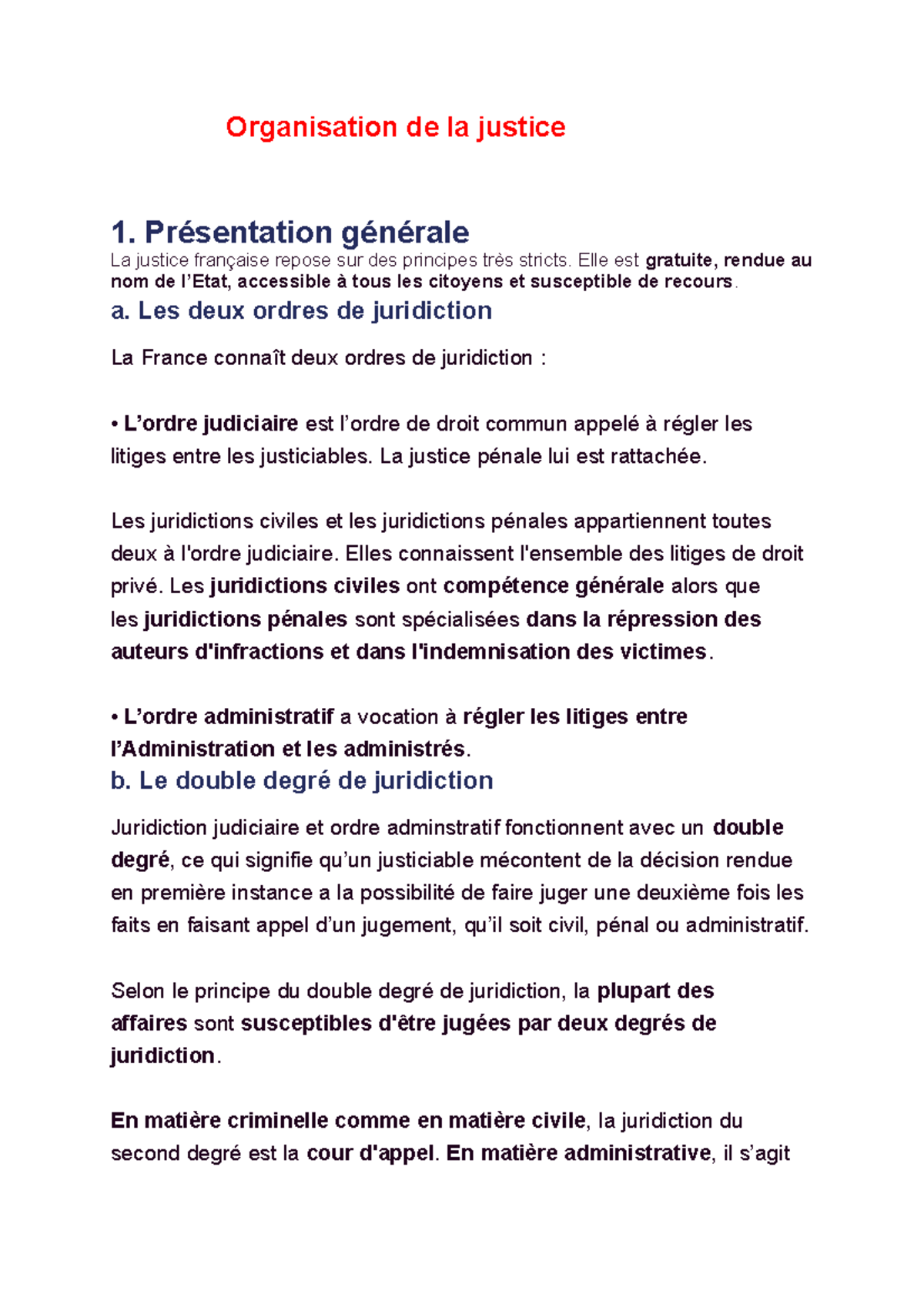 cours sur l'organisation de justice 1 ERE PARTIE - Droit Civil - UJIM ...