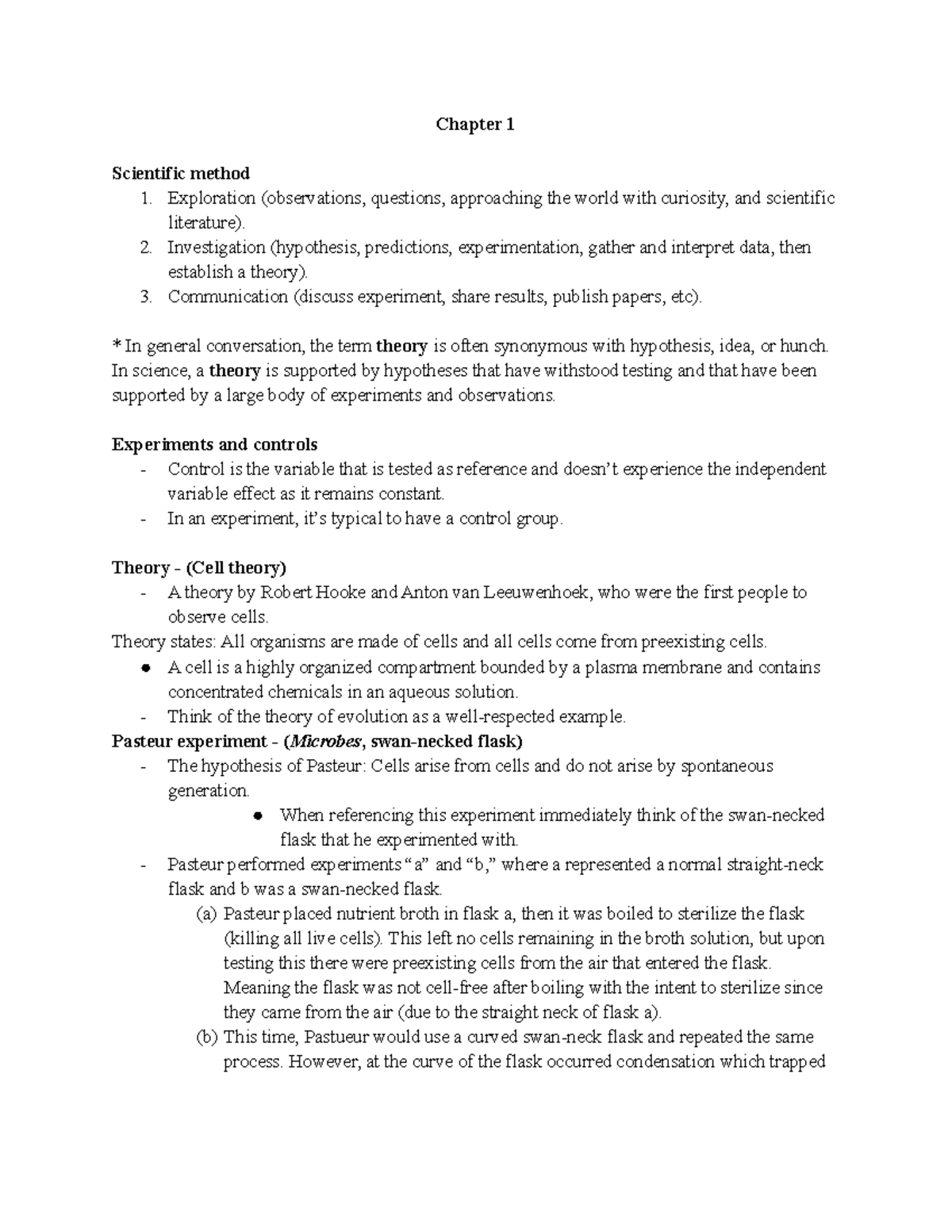BIOL - Study Guide - Chapter 1 Scientific method 1. Exploration ...
