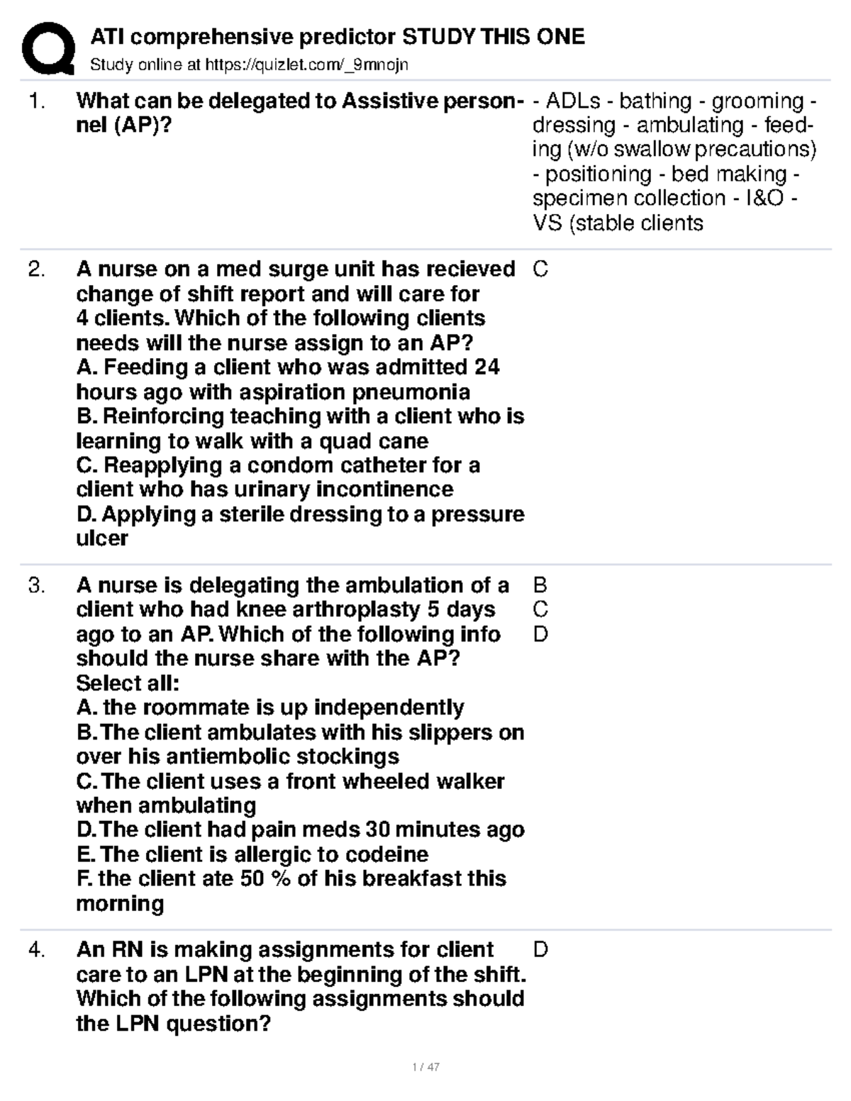 Unknown - Help with lessons for nursing - Study online at quizlet ...