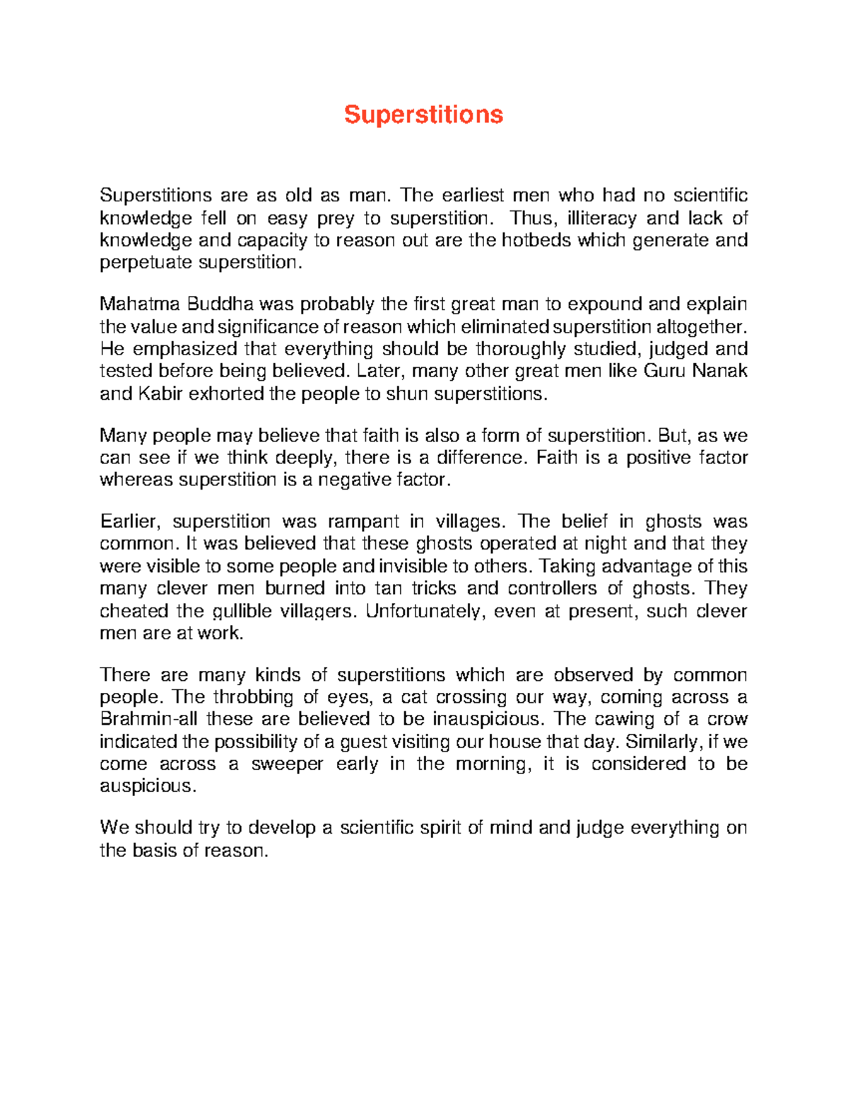 Superstitions - Superstitions Superstitions are as old as man. The ...