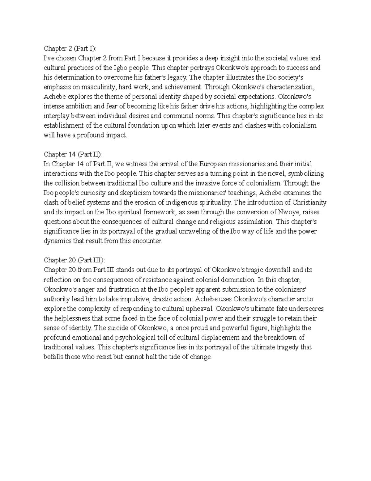 Summer reading journal - Chapter 2 (Part I): I've chosen Chapter 2 from ...