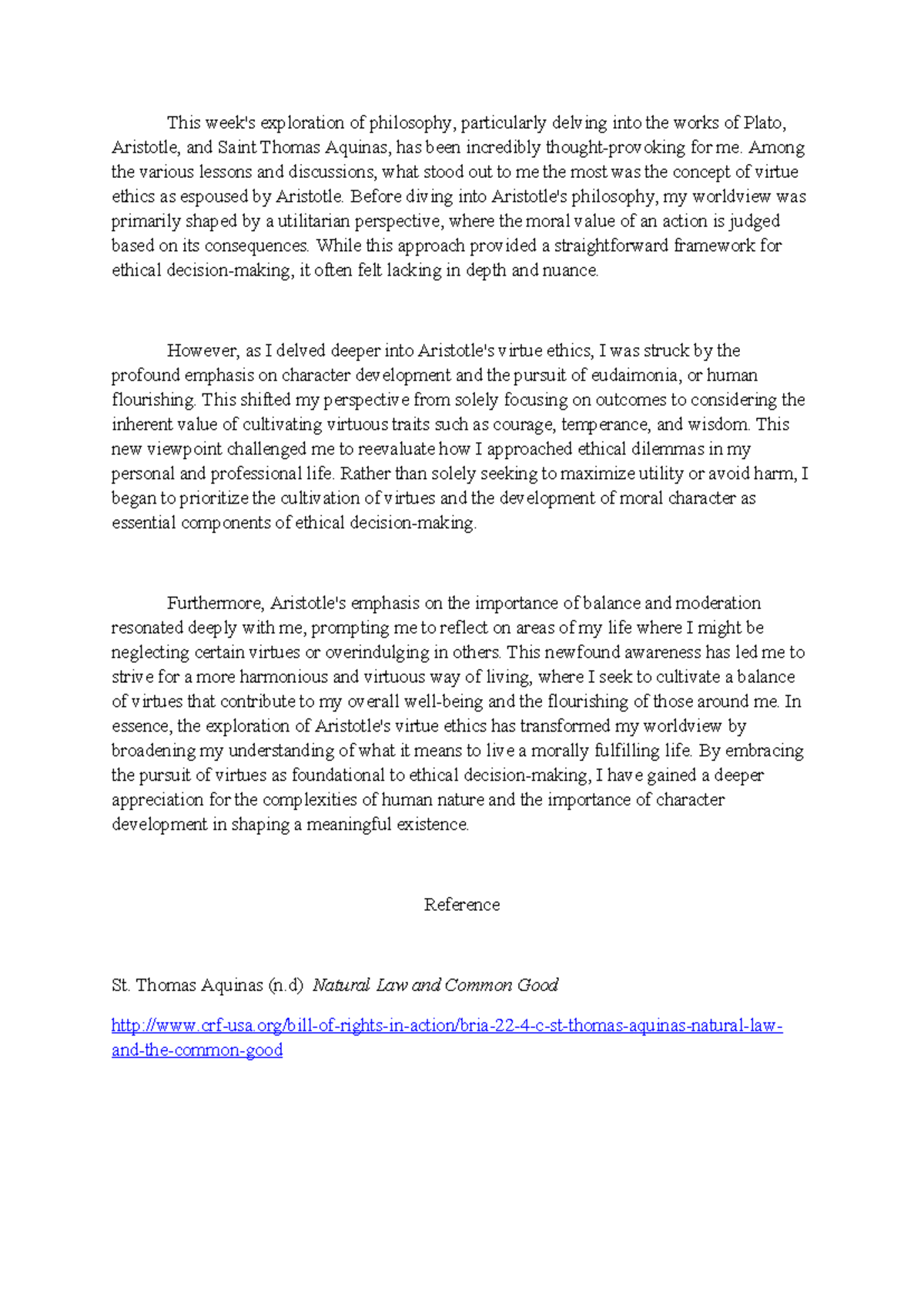 Introduction to Philosophy week 4 Learning Journal - This week's ...