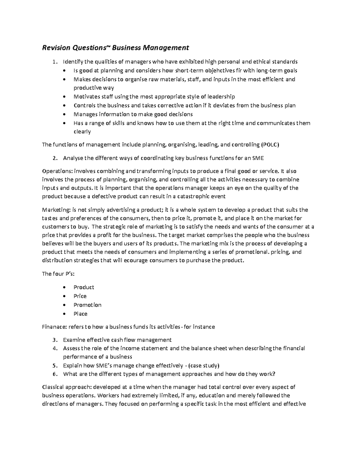 Revision Questions~ Business management - Revision Questions~ Business ...