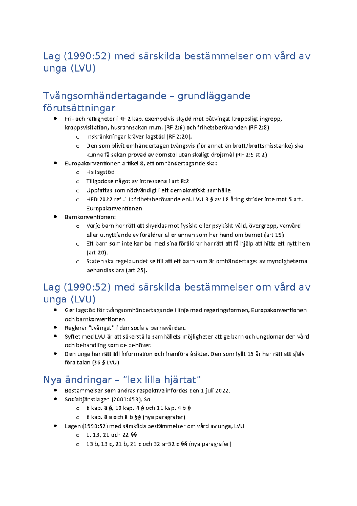 LVU introduktion AR - Föreläsningsanteckningar om LVU - Lag (1990:52 ...