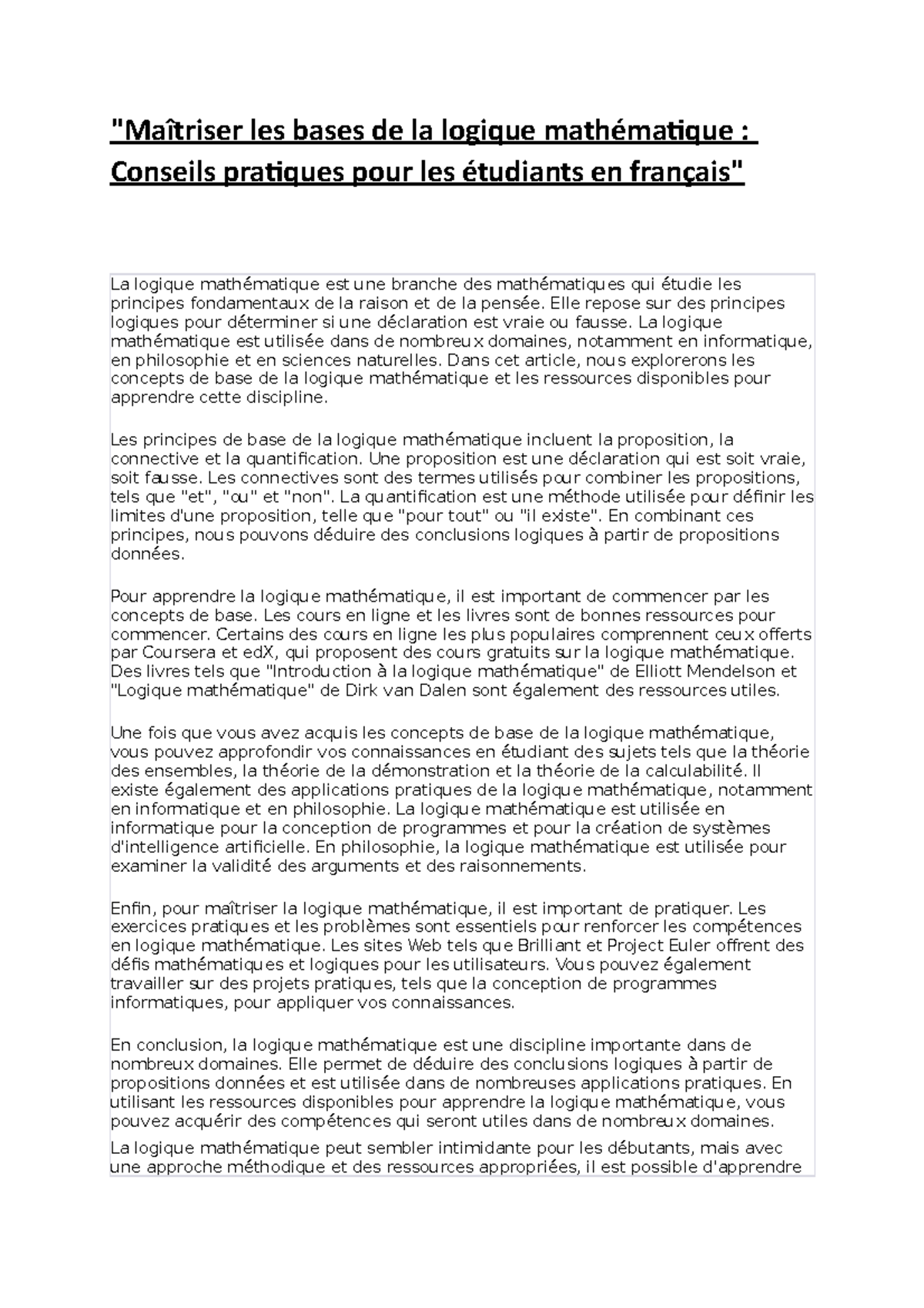 Maîtriser les bases de la logique mathématique - "Maîtriser les bases ...