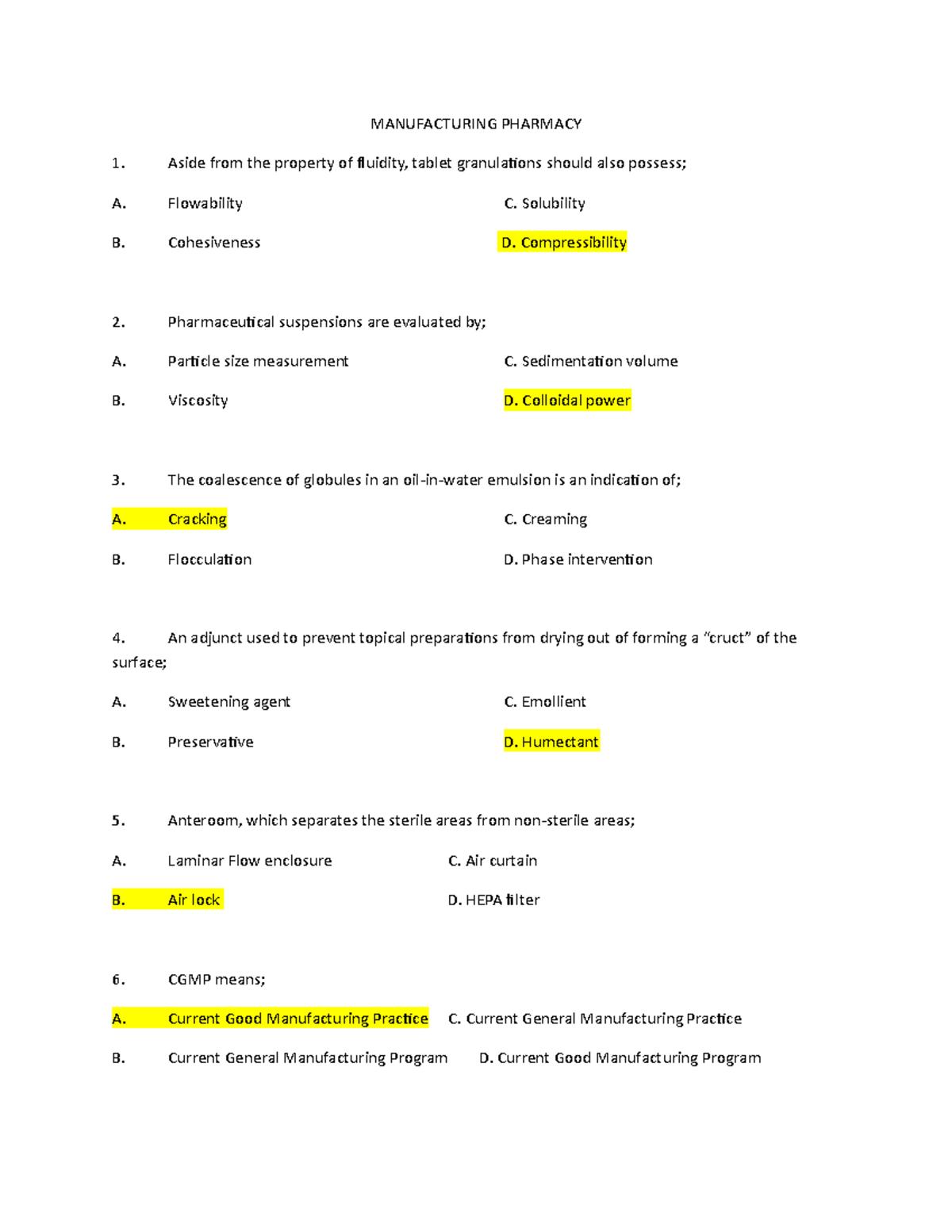 Clinical Pharmacy 3 - Pacop materials Questions and Answers ...