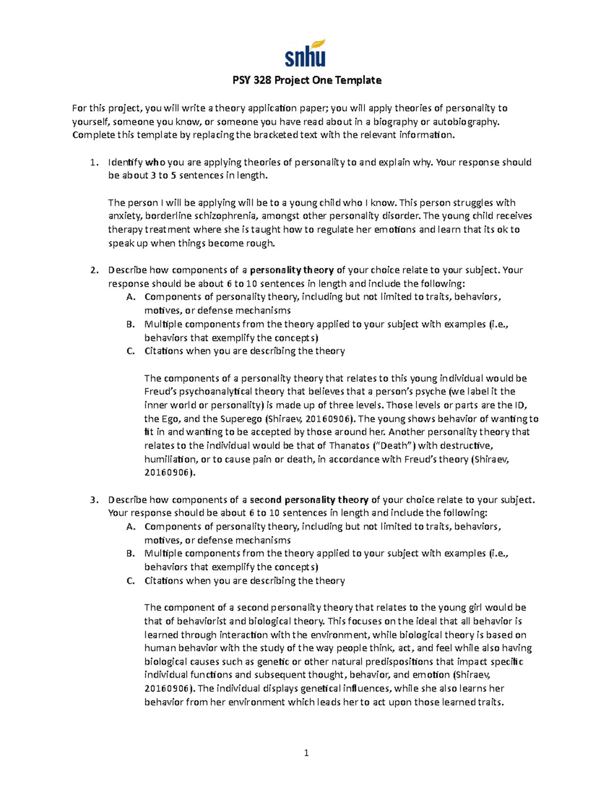6-2 Project One - N/a - PSY 328 Project One Template For this project ...
