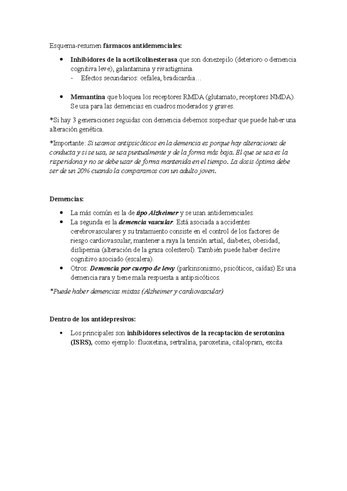 Esquema psicofarma - Esquema-resumen fármacos antidemenciales ...