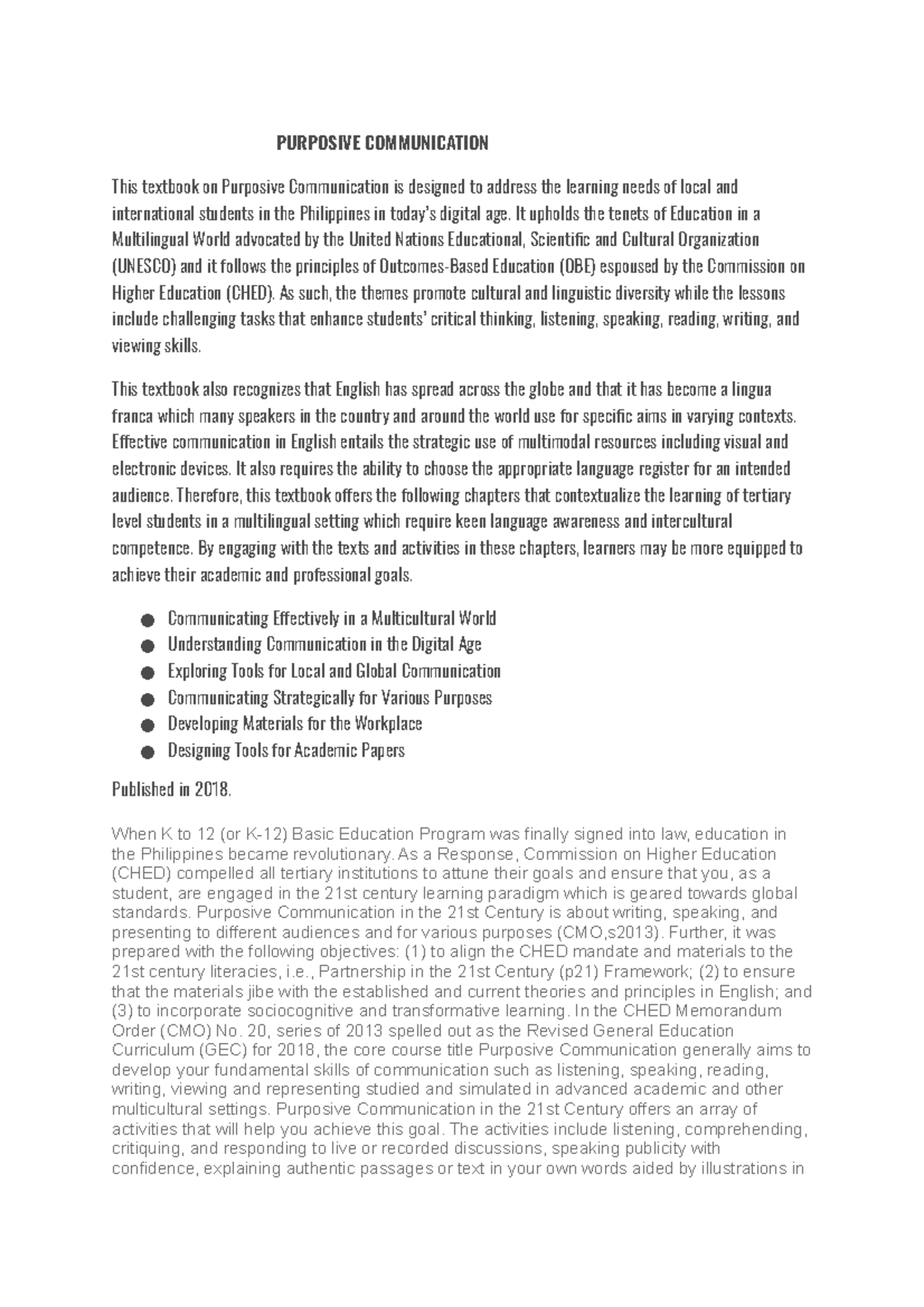 Untitled document - PURPOSIVE COMMUNICATION This textbook on Purposive ...