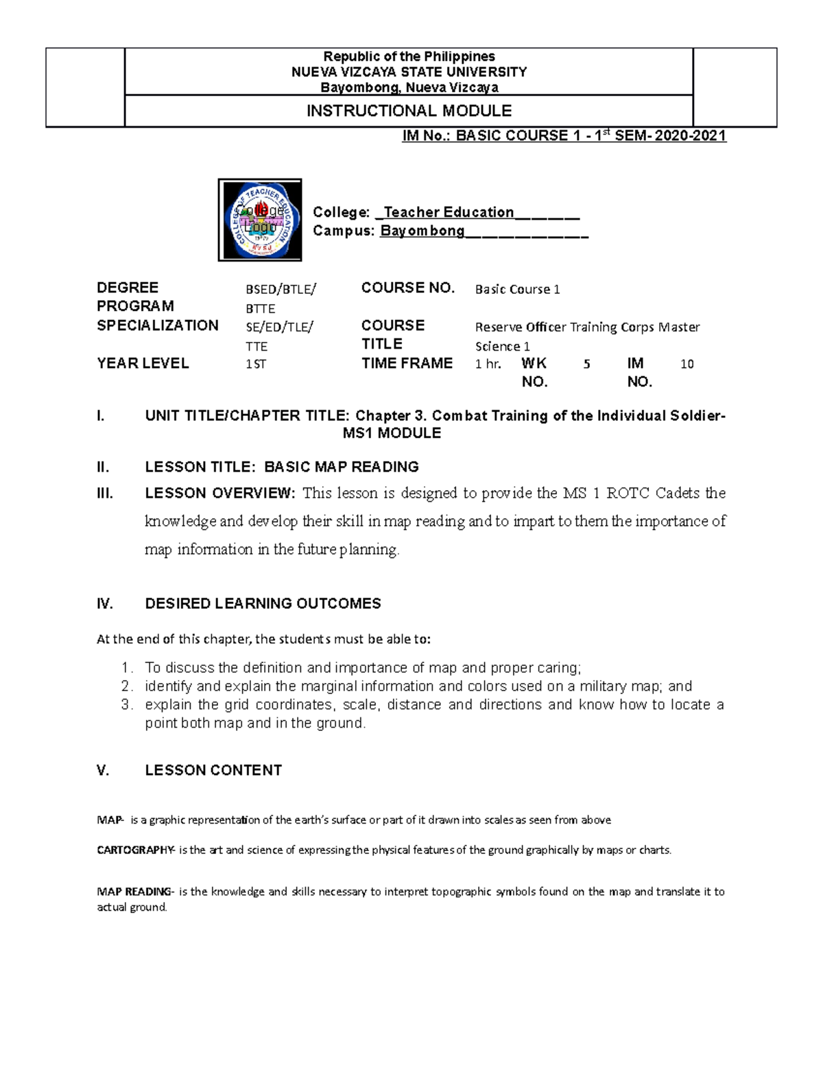 Basic-MAP- Reading - Module - NUEVA VIZCAYA STATE UNIVERSITY Bayombong ...