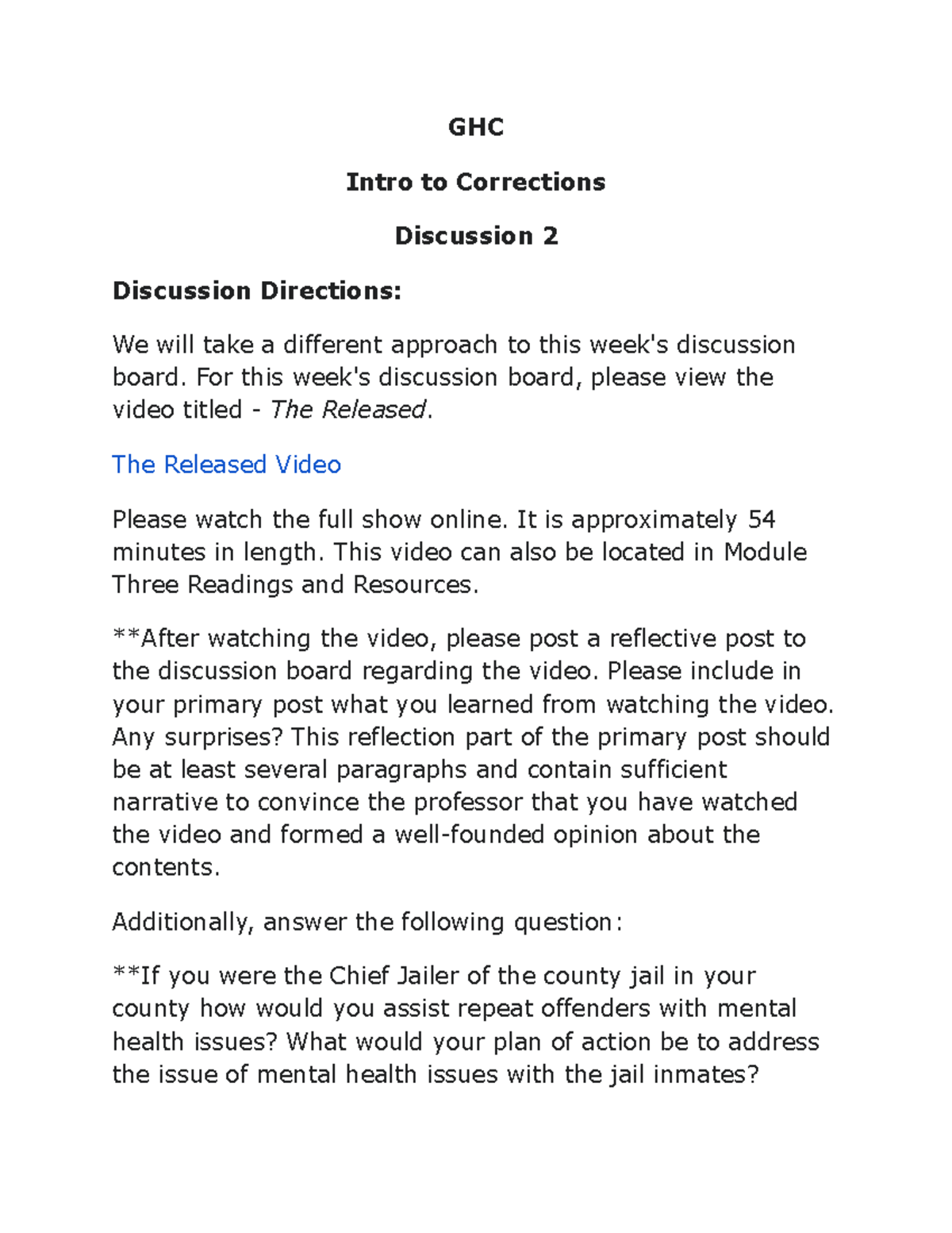 Ghc Intro To Corrections Disc 2 Ghc Intro To Corrections Discussion 2 Discussion Directions