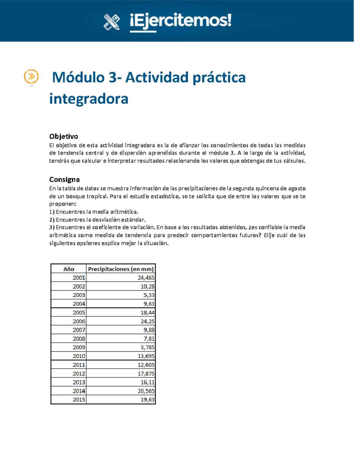 Actividad 4 M3 consigna de la act 4 - Módulo 3- Actividad práctica integradora Objetivo El ...