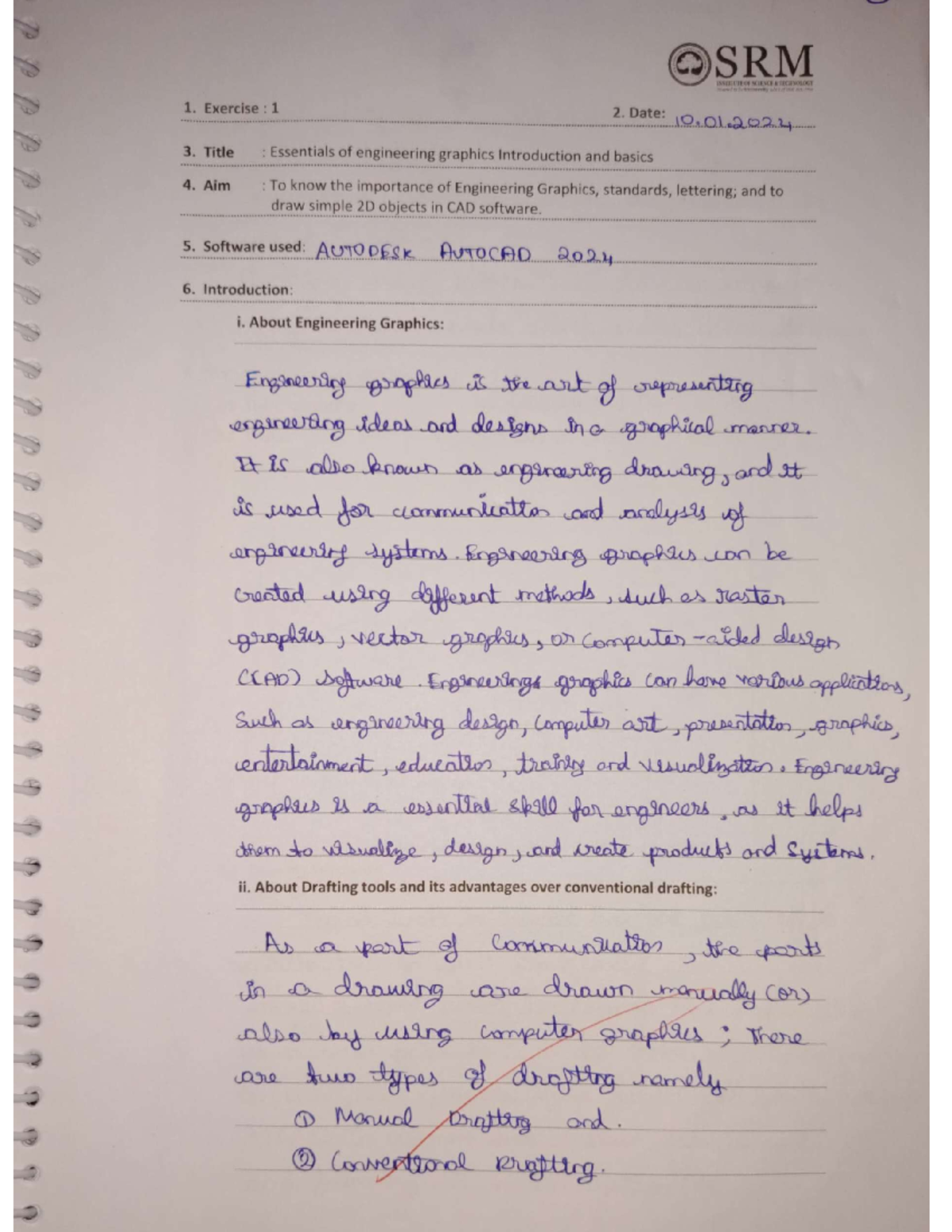 EG 1-12 Filled Record - Engineering Graphics And Design - Studocu