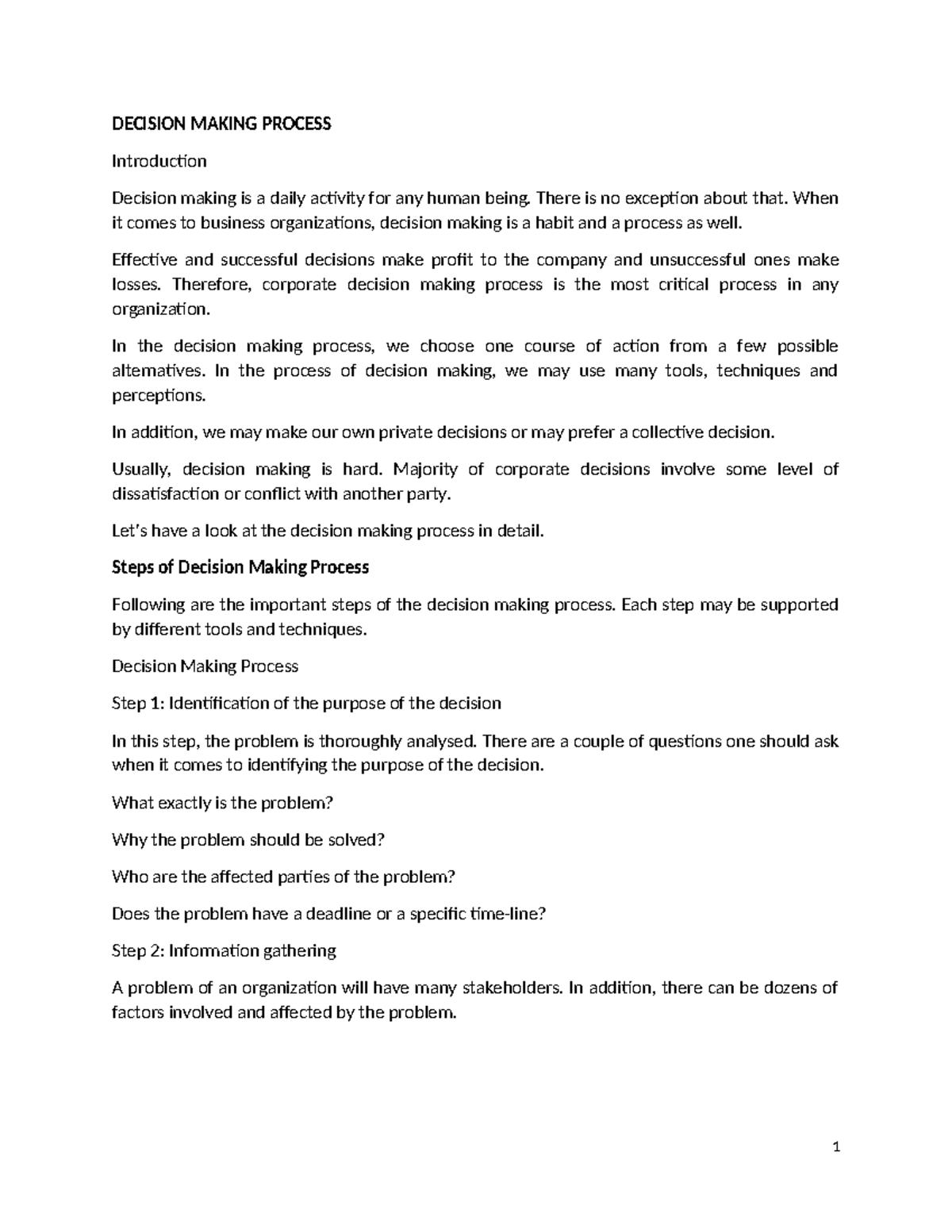 BBA200 Lecture 4B Decision Making Process - DECISION MAKING PROCESS ...