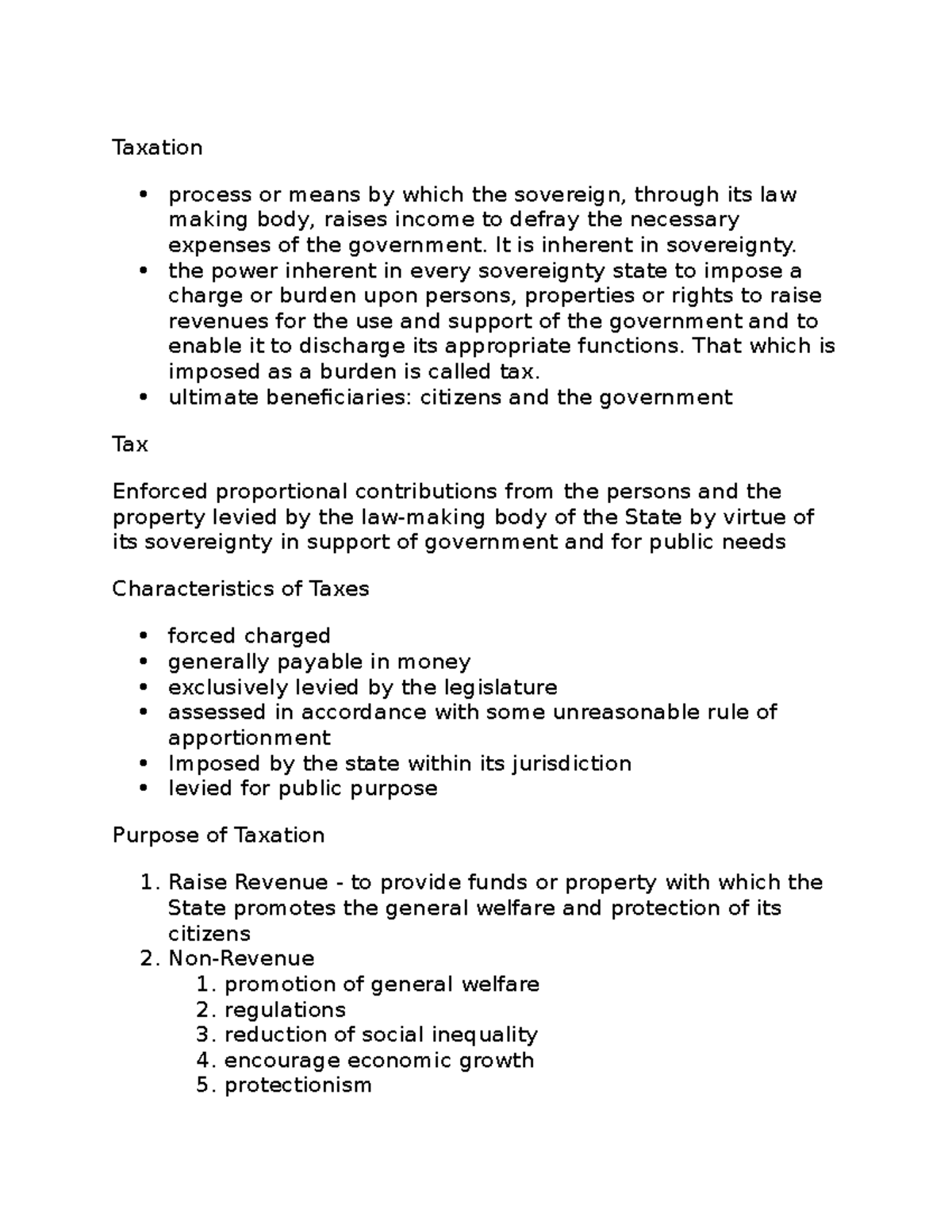 Lecture in taxation 1 - Taxation process or means by which the ...