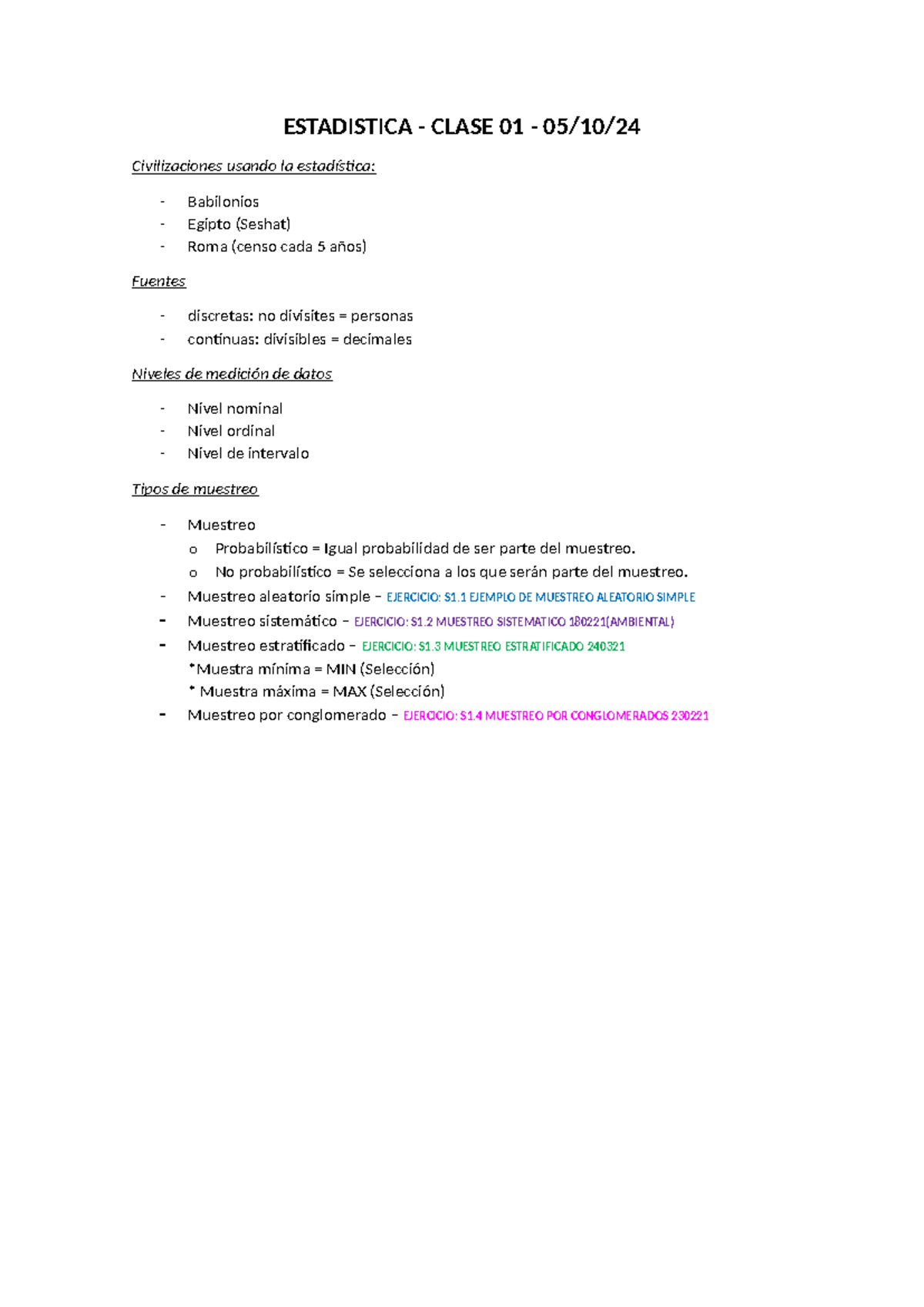 Estadistica : muestreo - ESTADISTICA - CLASE 01 - 05/10/ Civilizaciones usando la estadística ...