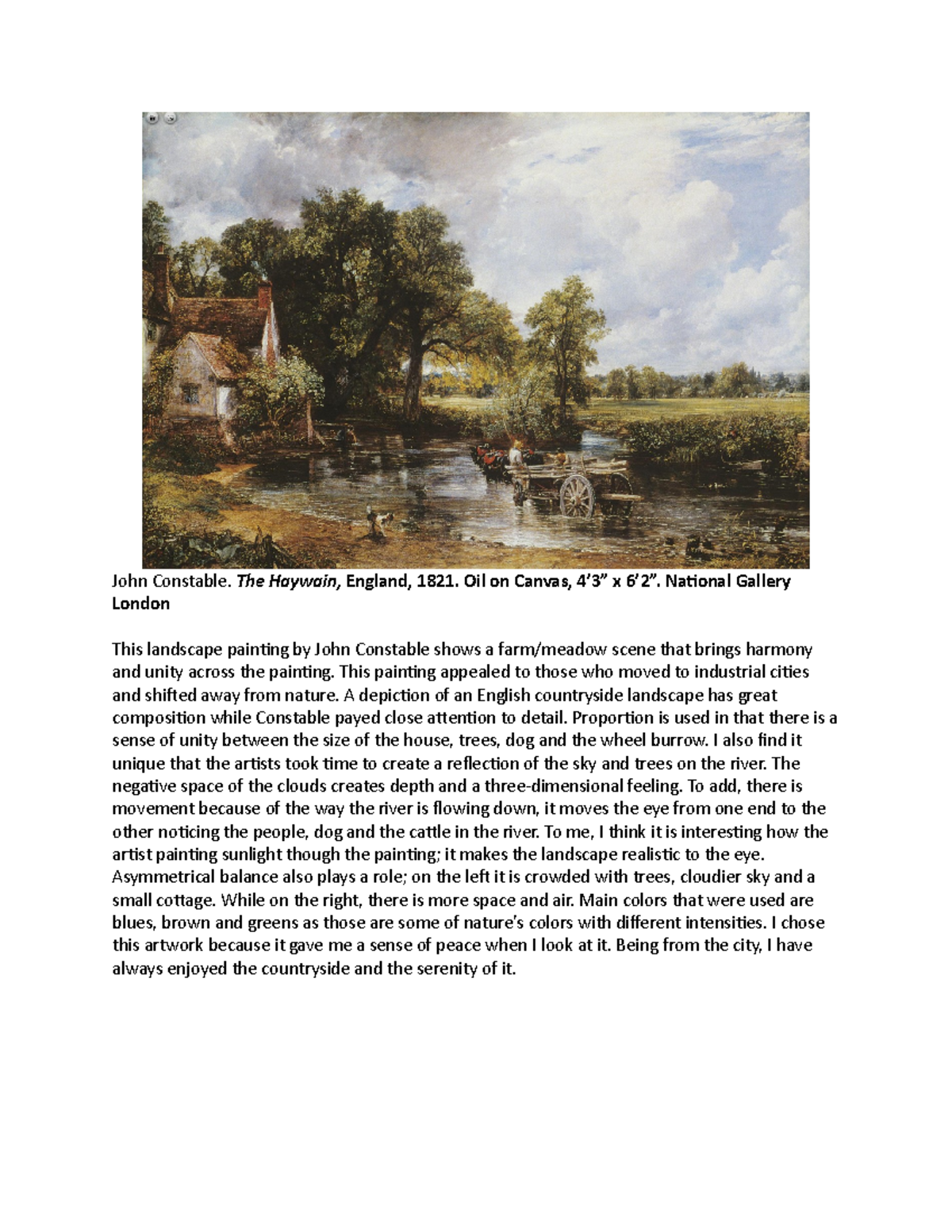 Art discussion 13 - John Constable. The Haywain, England, 1821. Oil on ...