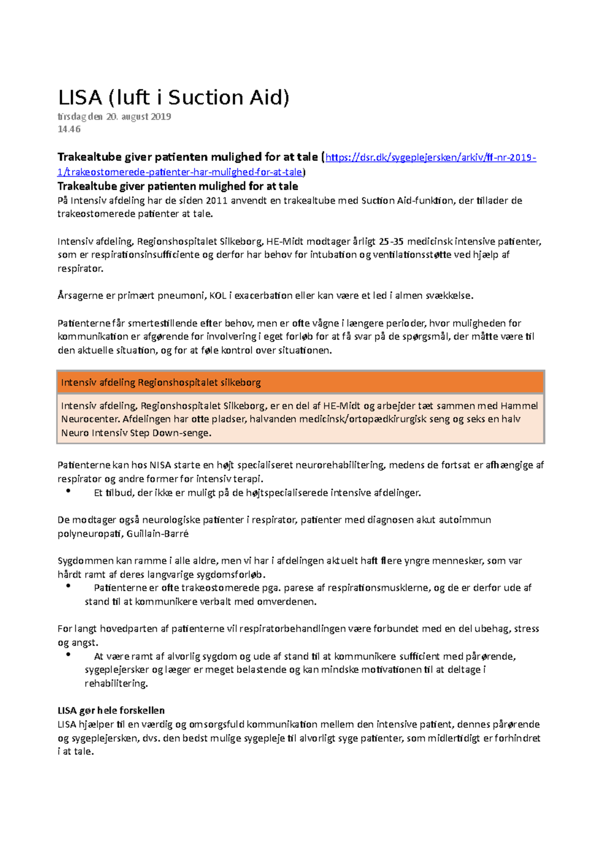 LISA 2019 - LISA (luft i Suction Aid) tirsdag den 20. august 2019 14 ...