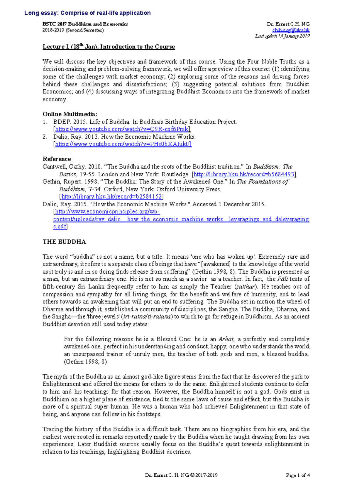 BSTC 2017 L1 Lecture Note 012019 - BSTC 2017 Buddhism and Economics Dr ...