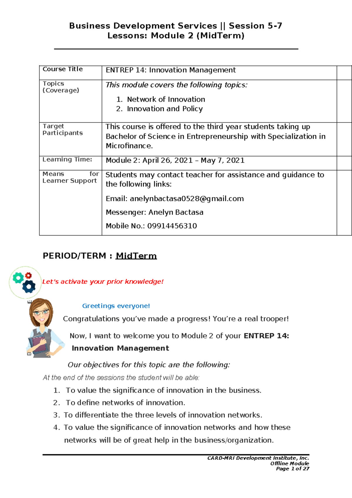 IM Midterm MOdule - Lectures - Lessons: Module 2 (MidTerm) - Studocu