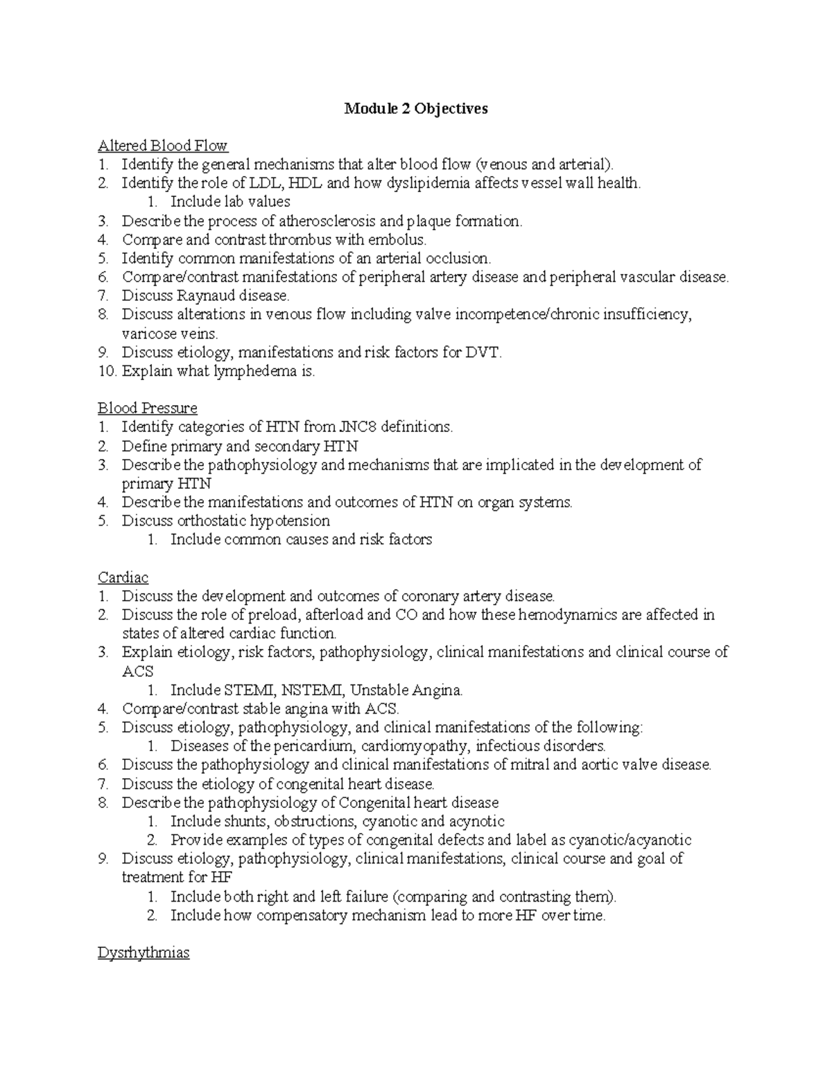 2Module 2 Objective 5170 - Module 2 Objectives Altered Blood Flow ...