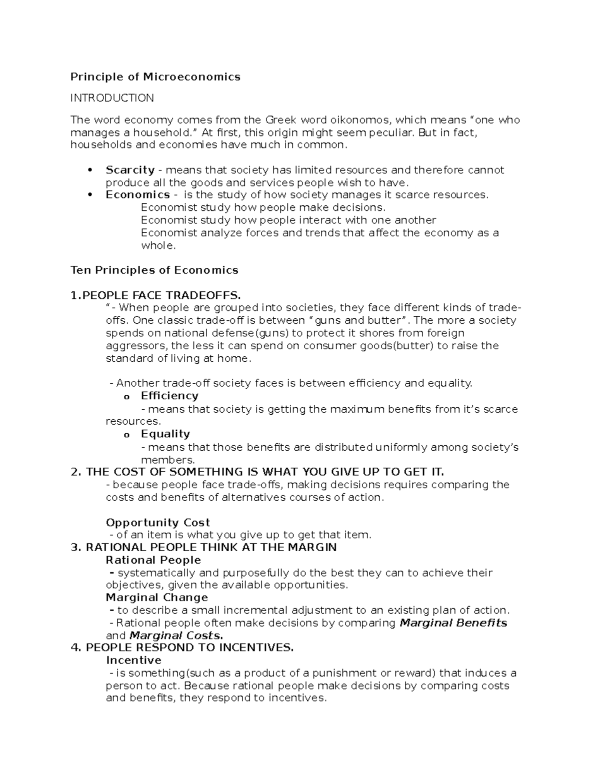 Chapter 1 - Principle of Microeconomics - Principle of Microeconomics ...