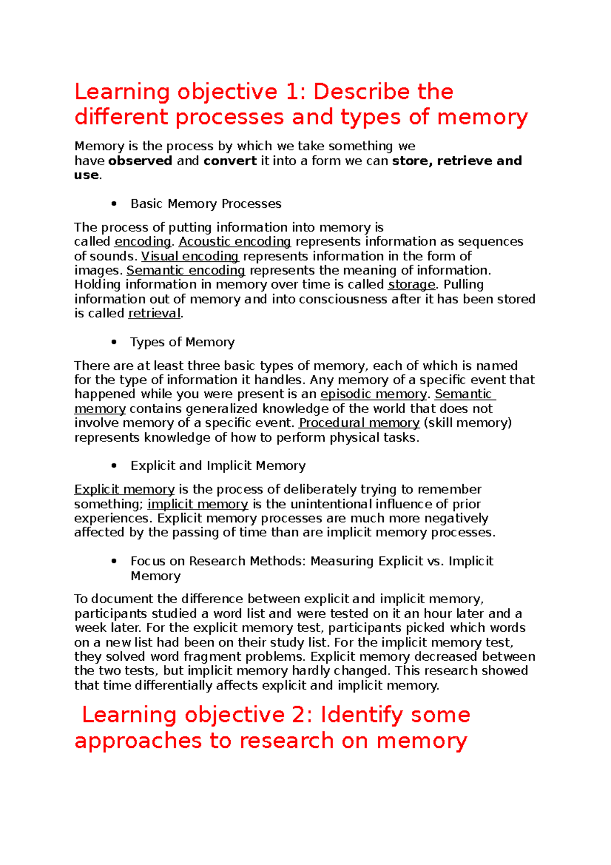 Teacher - Week 3 Summary - Learning objective 1: Describe the different processes and types of ...