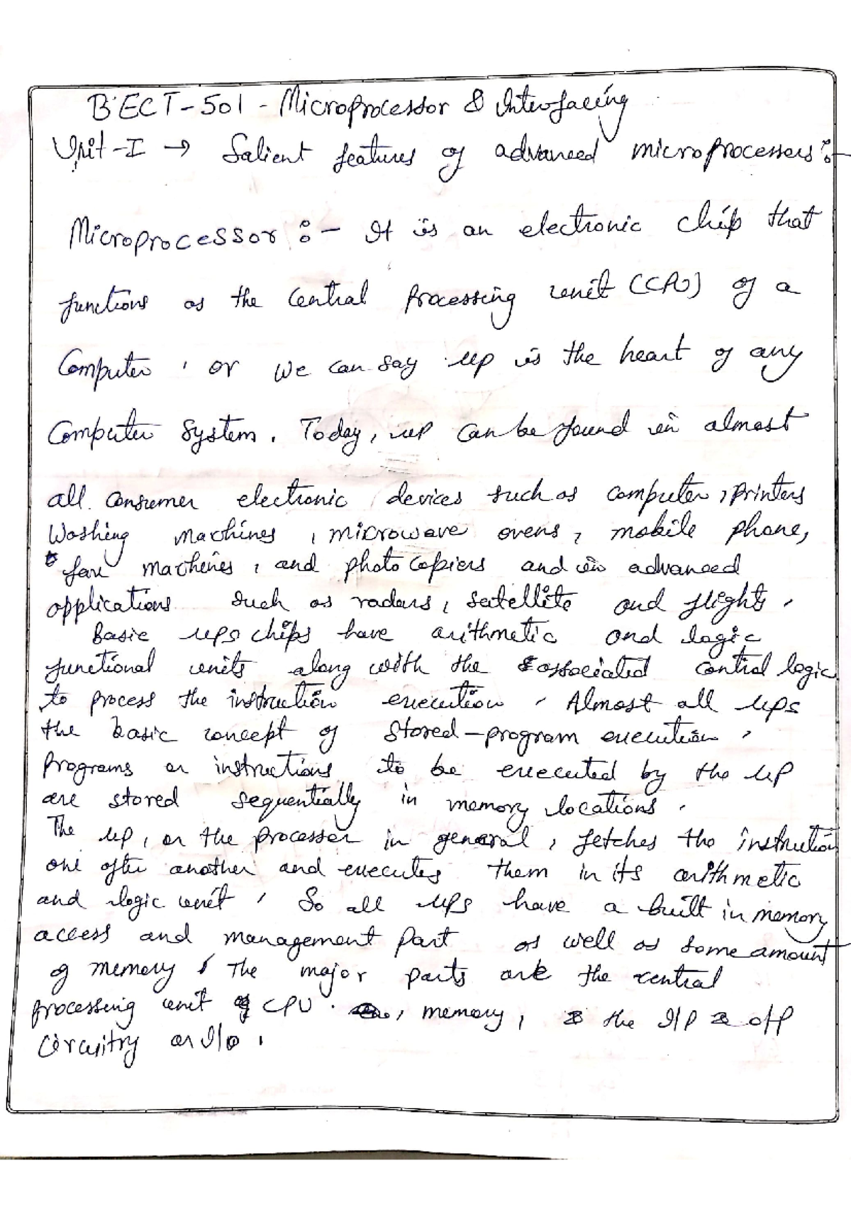 Unit 1 of microprocessor - bachelors of computer application - Studocu