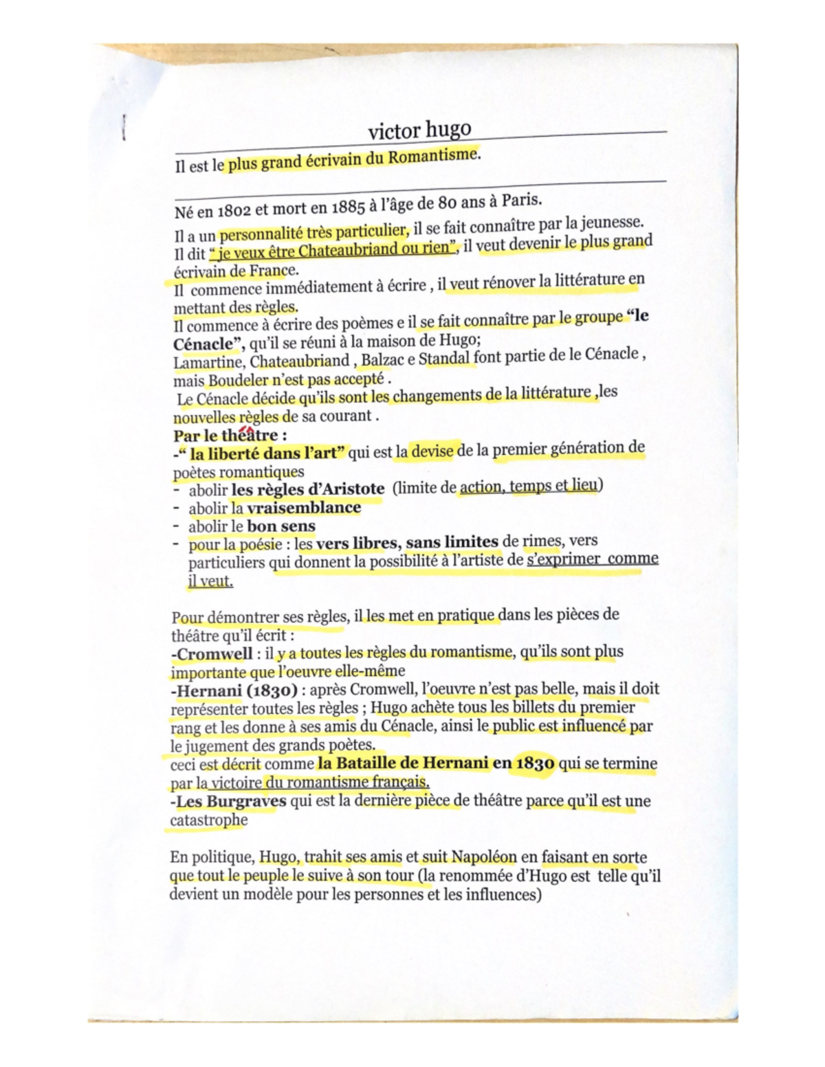 Victor hugo - .... - Letteratura Francese - Studocu