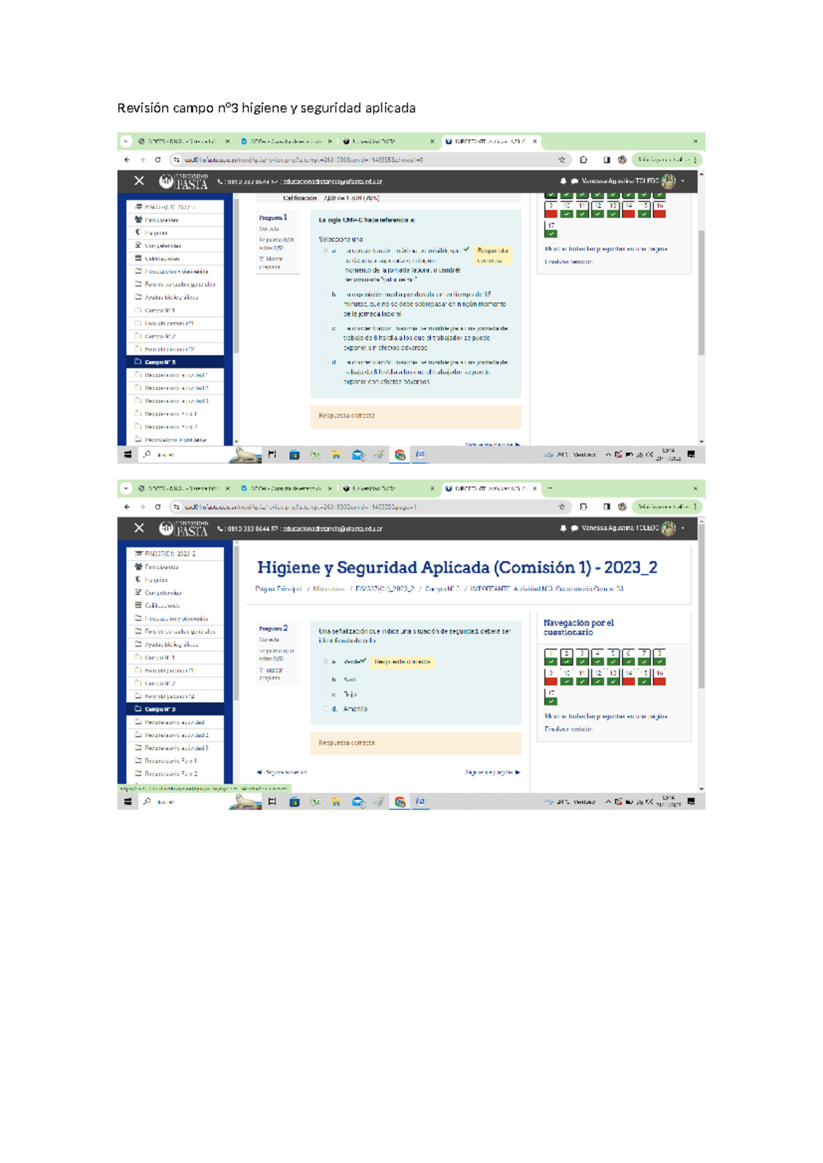 Revisión tp3 higiene y seguridad aplicada - Higiene y Seguridad Aplicada - Revisión campo n°3 ...