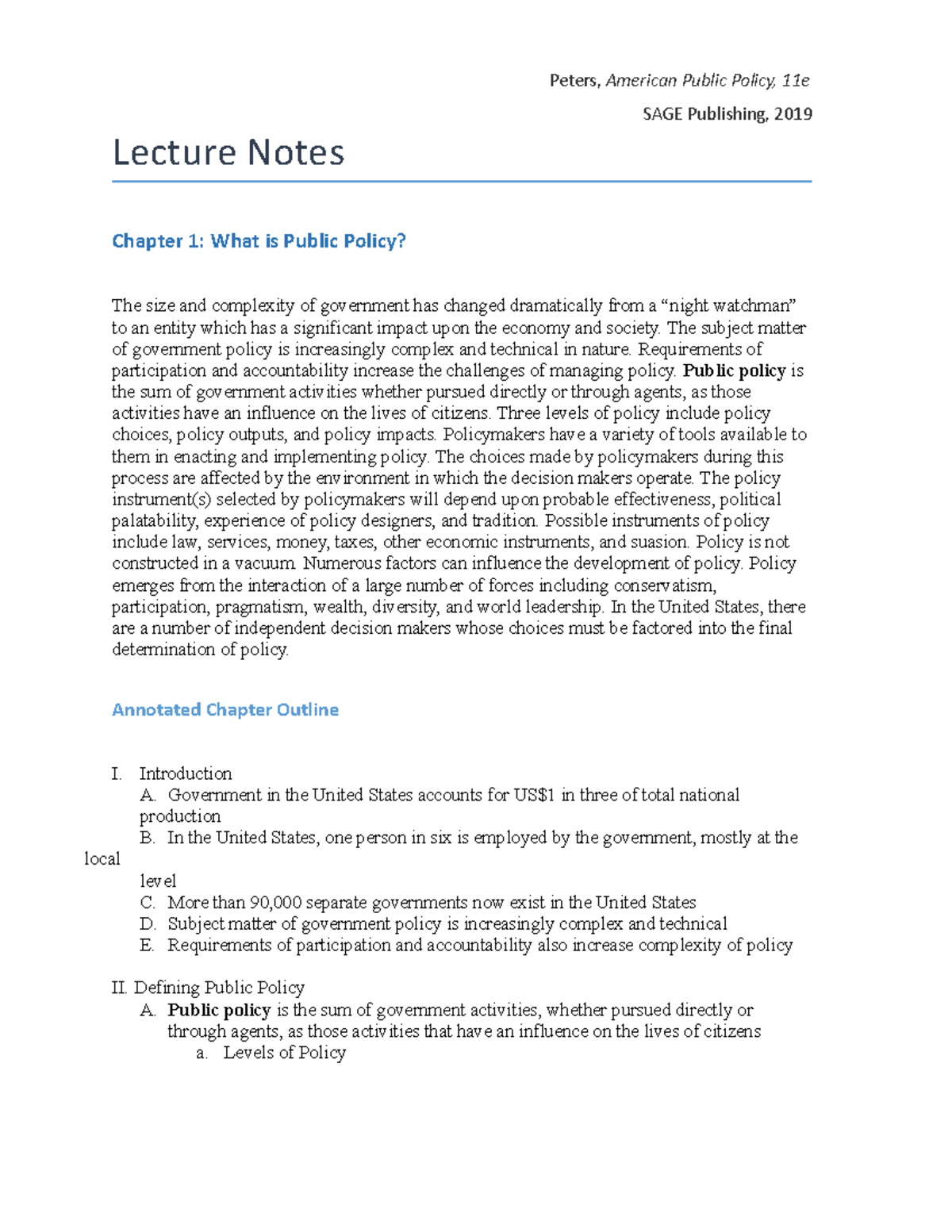 Lect#1 - notes for the first lecture - SAGE Publishing, 2019 Lecture ...