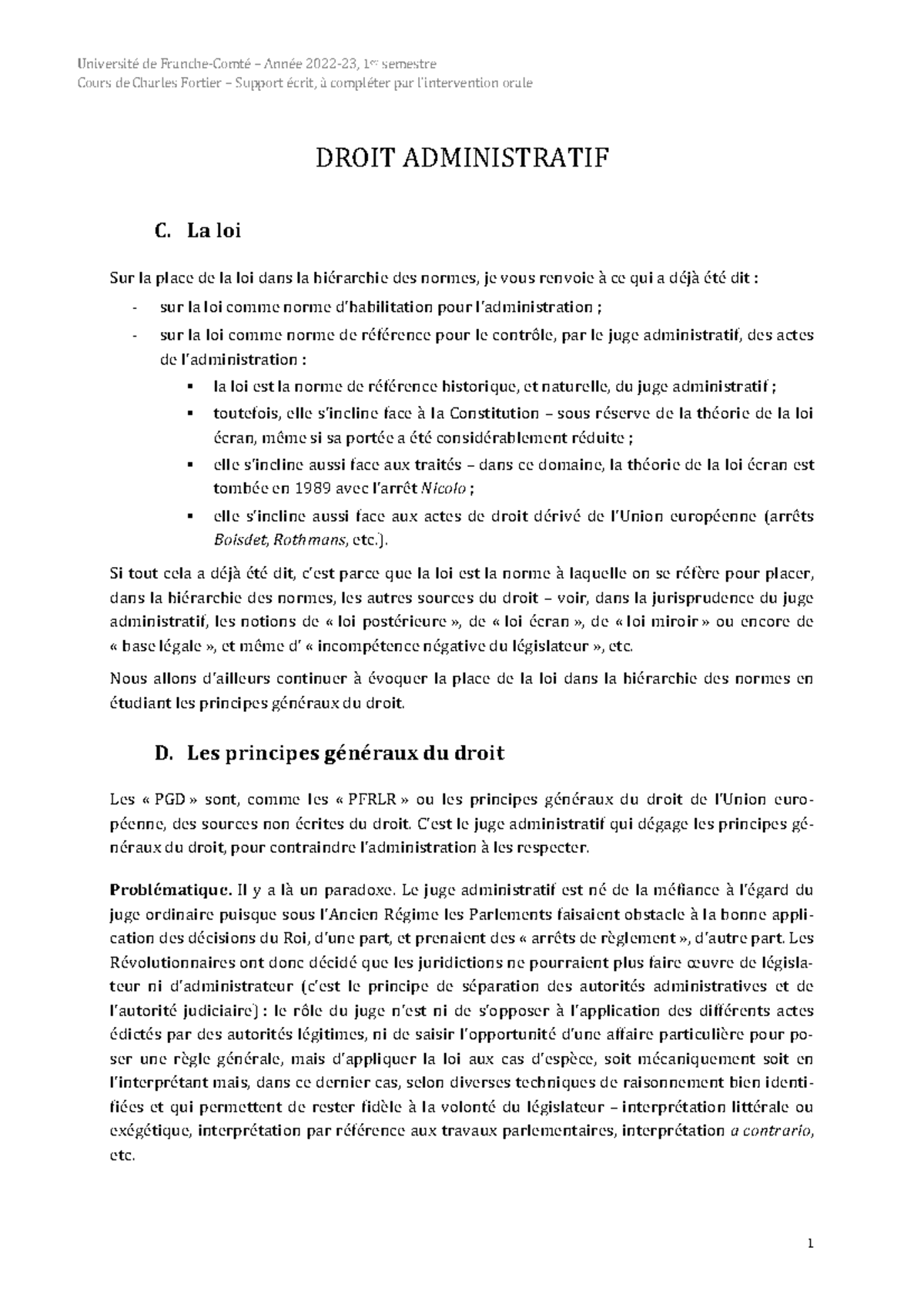 Droit adm., 2022-23, sem. 1 - Doc. 12, s Ã©ance 13 - Lundi 3 oct - Université de Franche-Comté ...