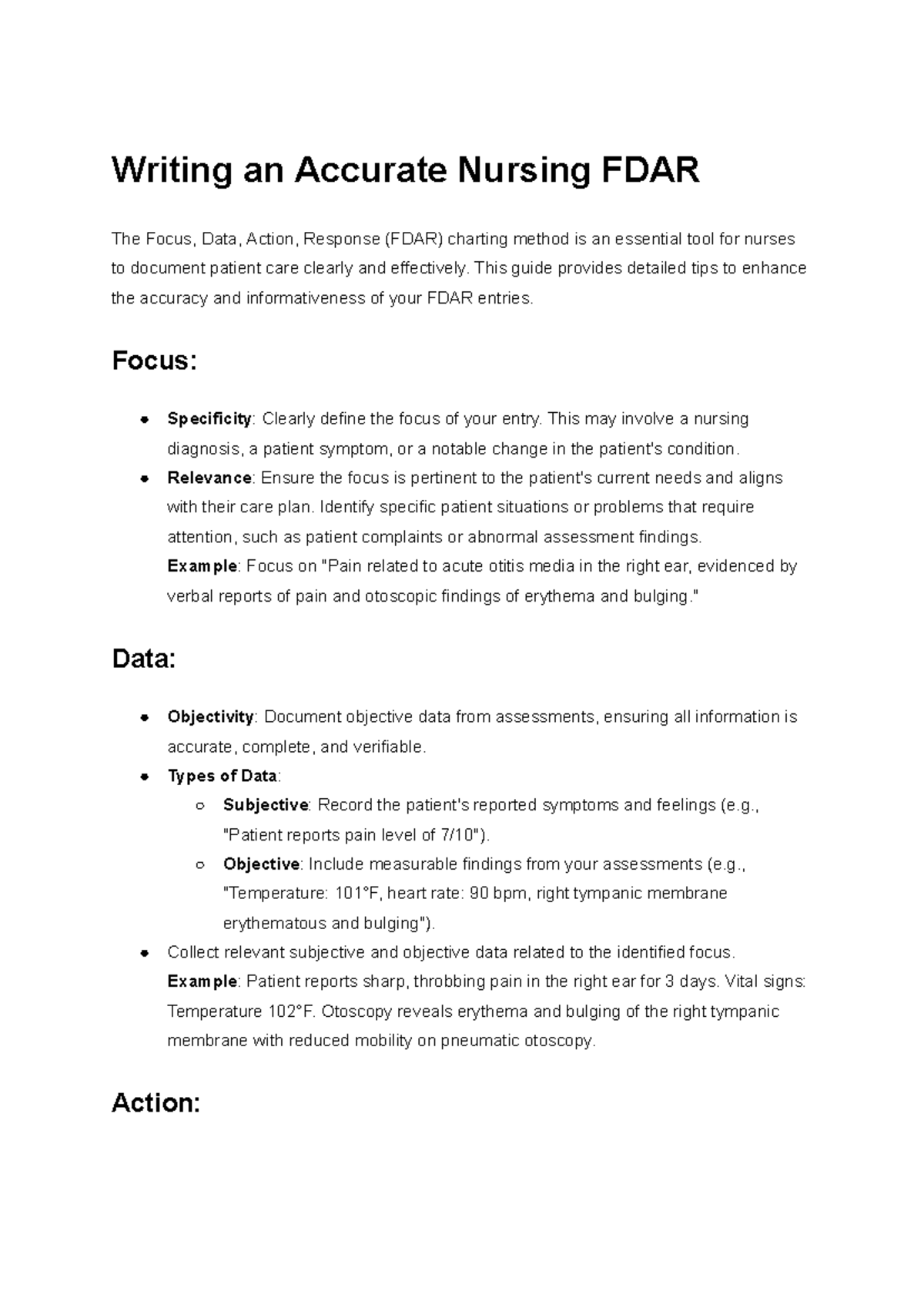 Writing an Accurate Nursing FDAR Tips - Writing an Accurate Nursing ...