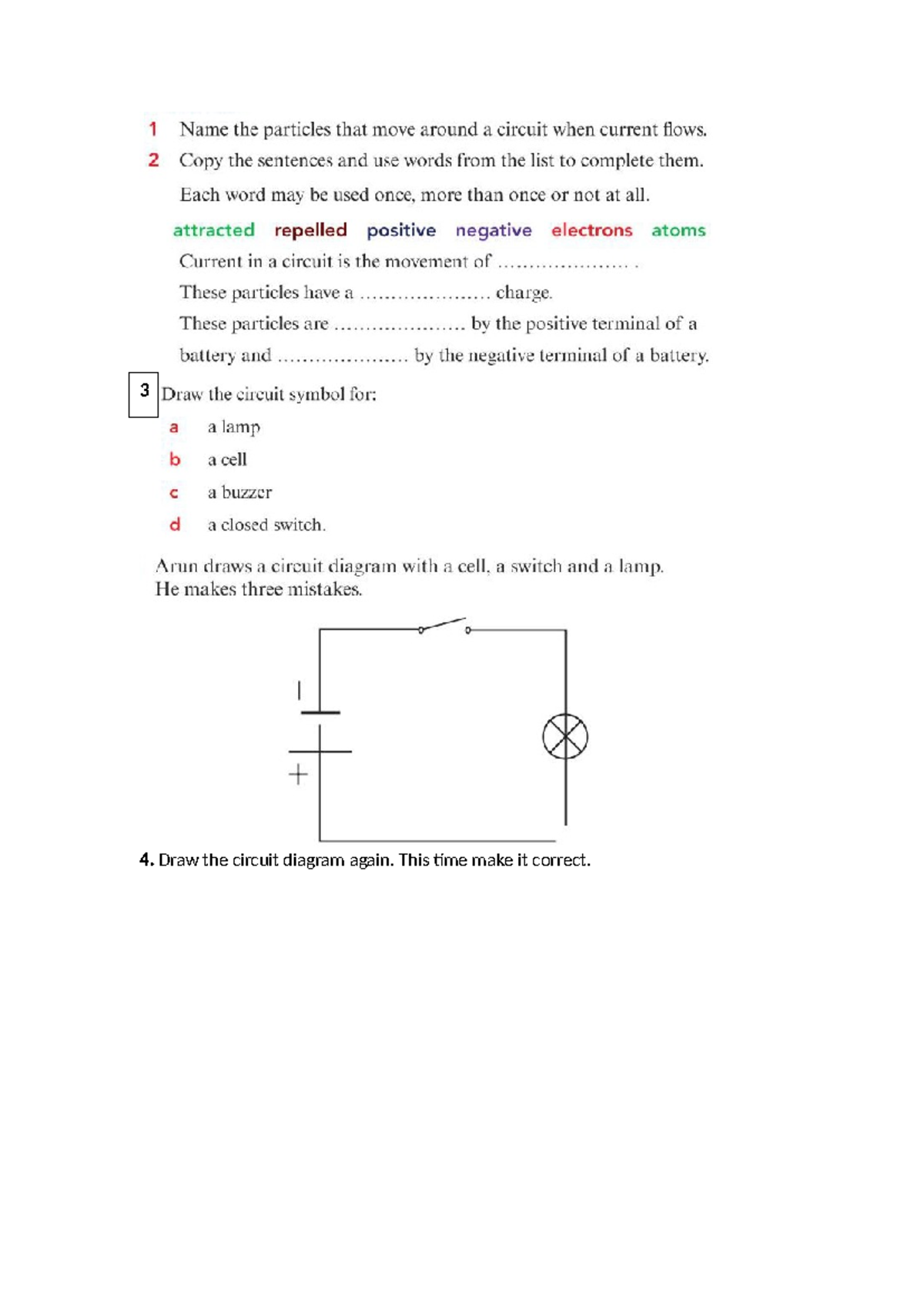 Electricity quiz 1 - This is it. - Draw the circuit diagram again. This ...