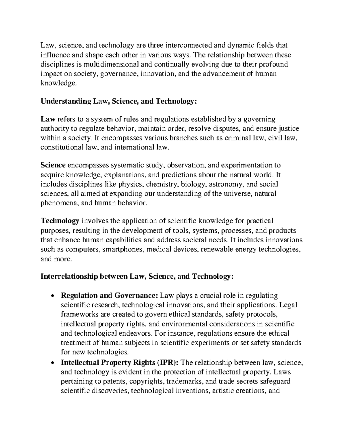 Law - law - Law, science, and technology are three interconnected and ...